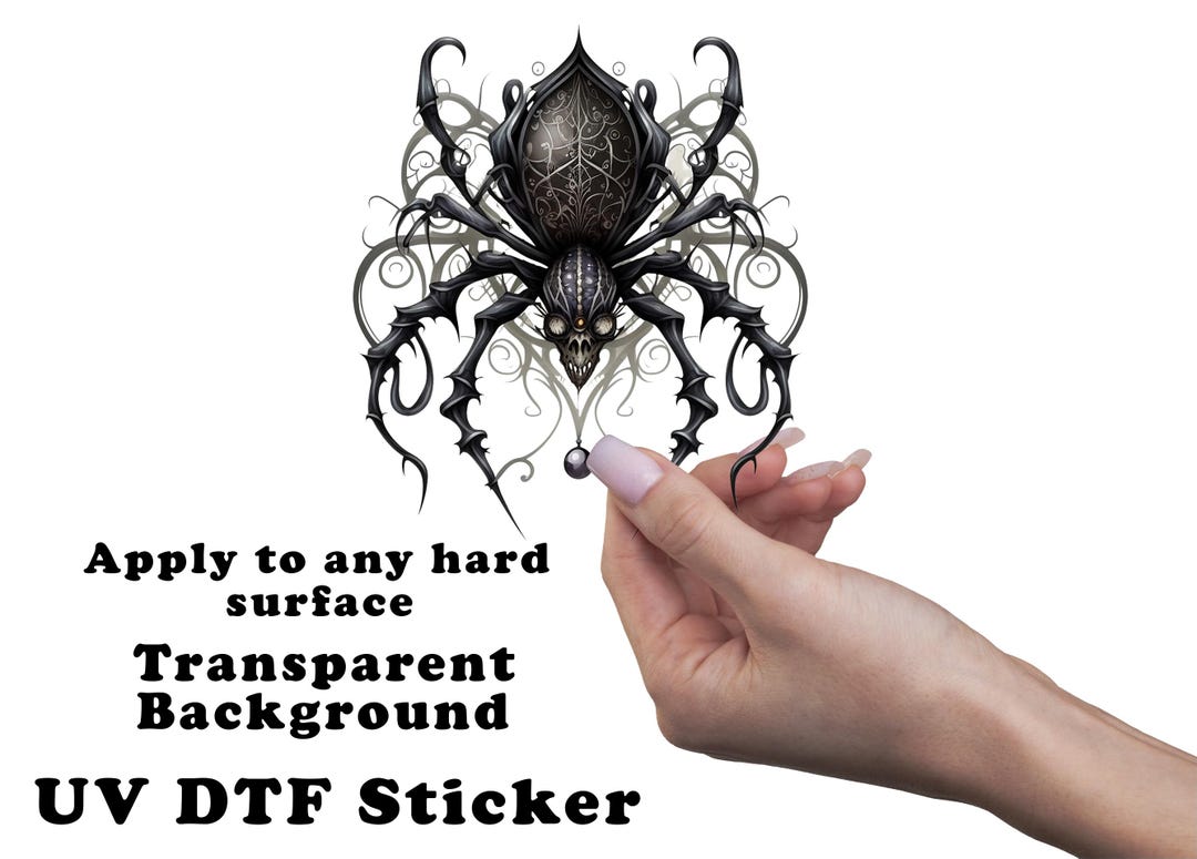 Halloween Black Goth Spider Clear Sticker / Decal UV DTF Sticker ...