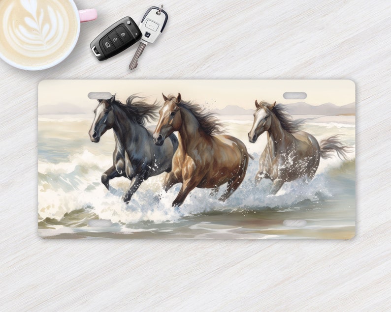 Running Horses in Surf Aluminum Vanity License Plate - Etsy