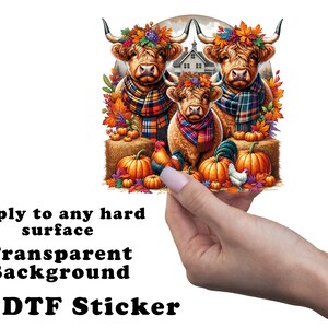 Highland Cow Fall Family Clear Sticker / Decal UV DTF Sticker ...