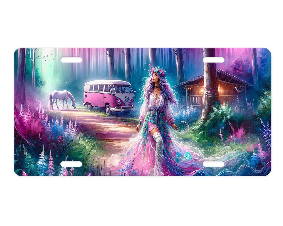 Vanity Front License Plate, Beautiful Hippie Girl Aluminum License ...