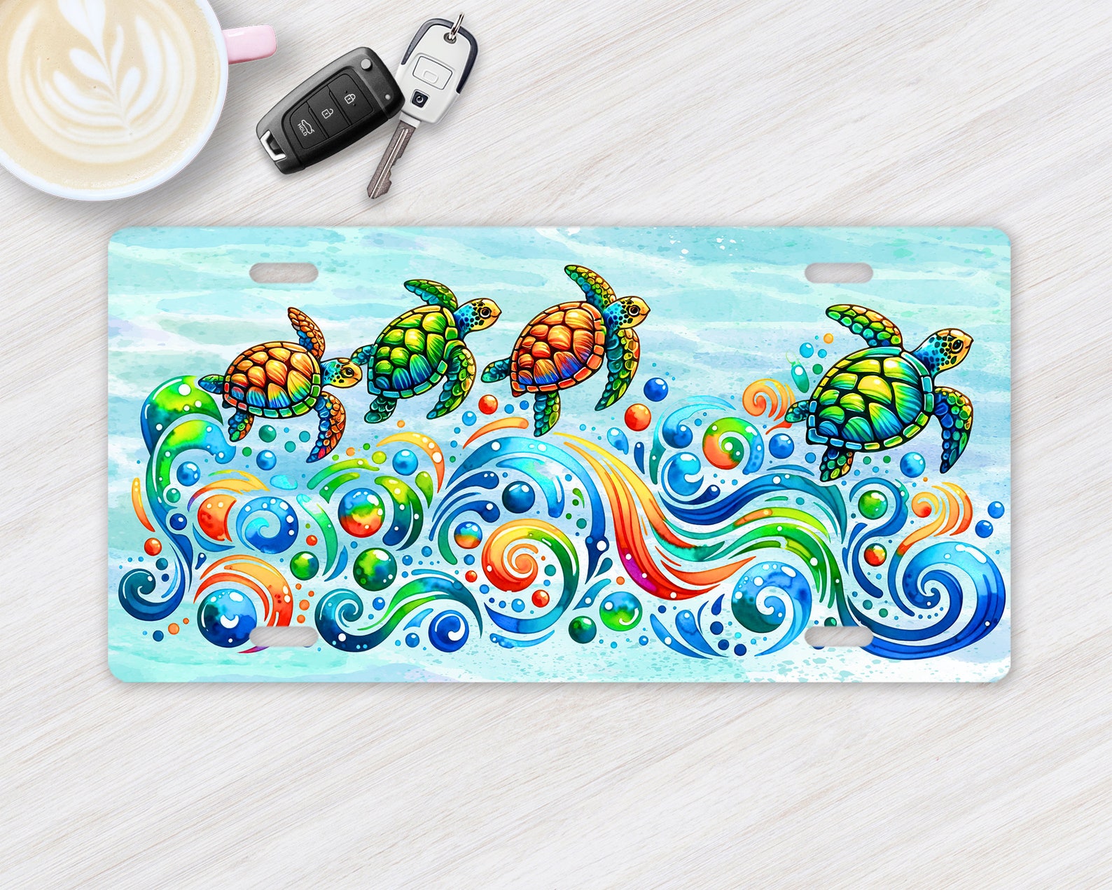 Vanity Front License Plate, Sea Turtle Swirl Aluminum License Plate Car ...