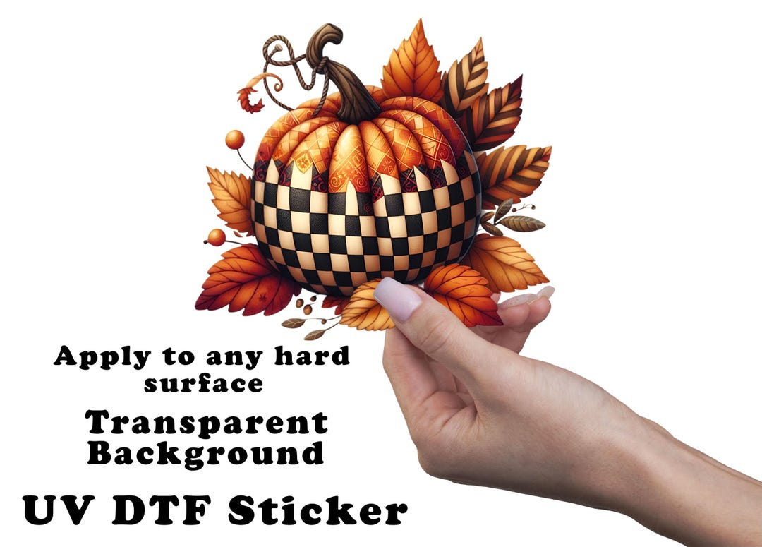 Checked Pumpkin Clear Sticker / Decal UV DTF Sticker Transparent Choose ...