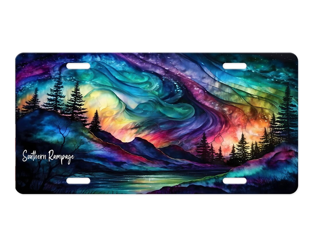 Alcohol Ink Northern Lights Aluminum Vanity License Plate Car Accessory ...