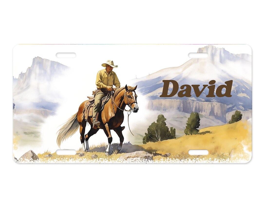Personalized Western Plains Cowboy Aluminum Vanity License Plate Car ...