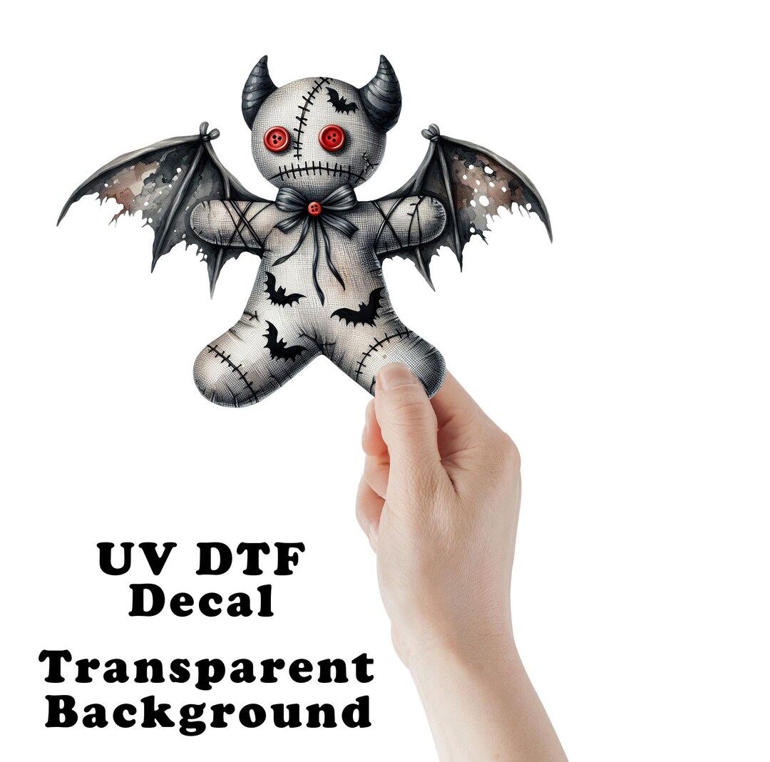 Bat Wing Voodoo Doll Halloween Clear Sticker / Decal UV DTF Sticker ...