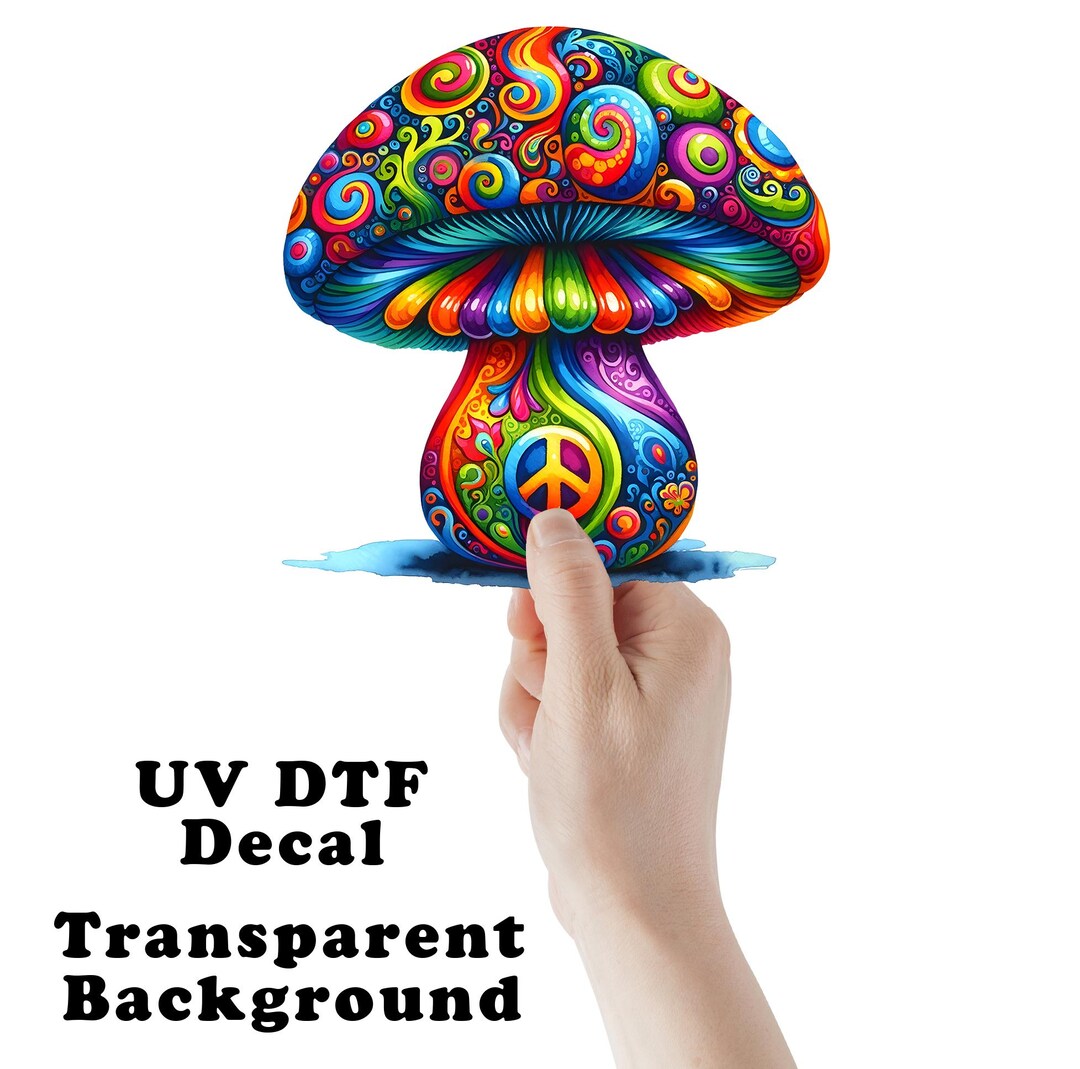 Peace Mushroom Clear Sticker / Decal UV DTF Sticker Transparent Choose ...