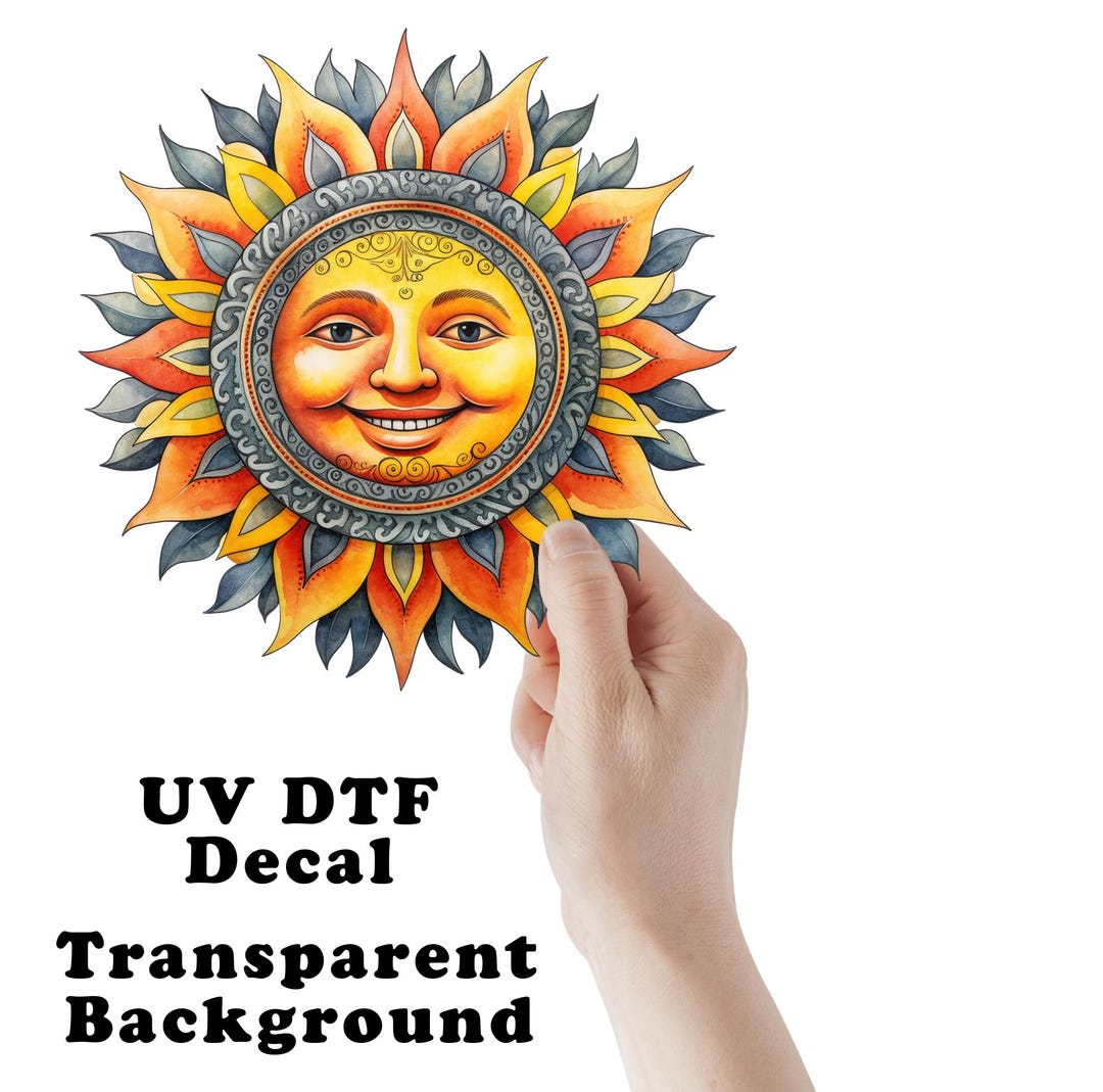 Boho Smiley Face Clear Sticker / Decal UV DTF Sticker Transparent ...