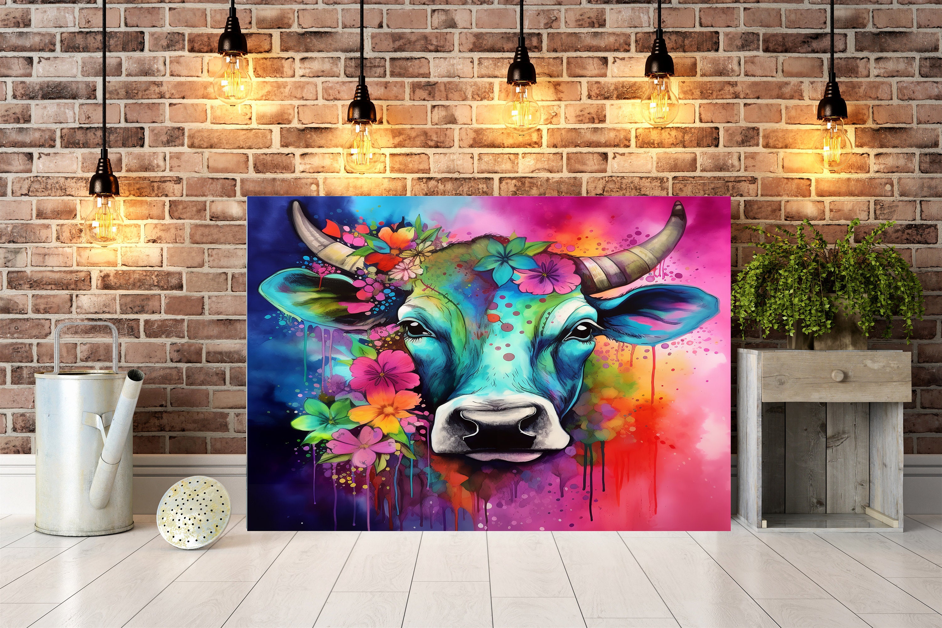20x16 Blue Cow Wall Art Canvas Print - Etsy