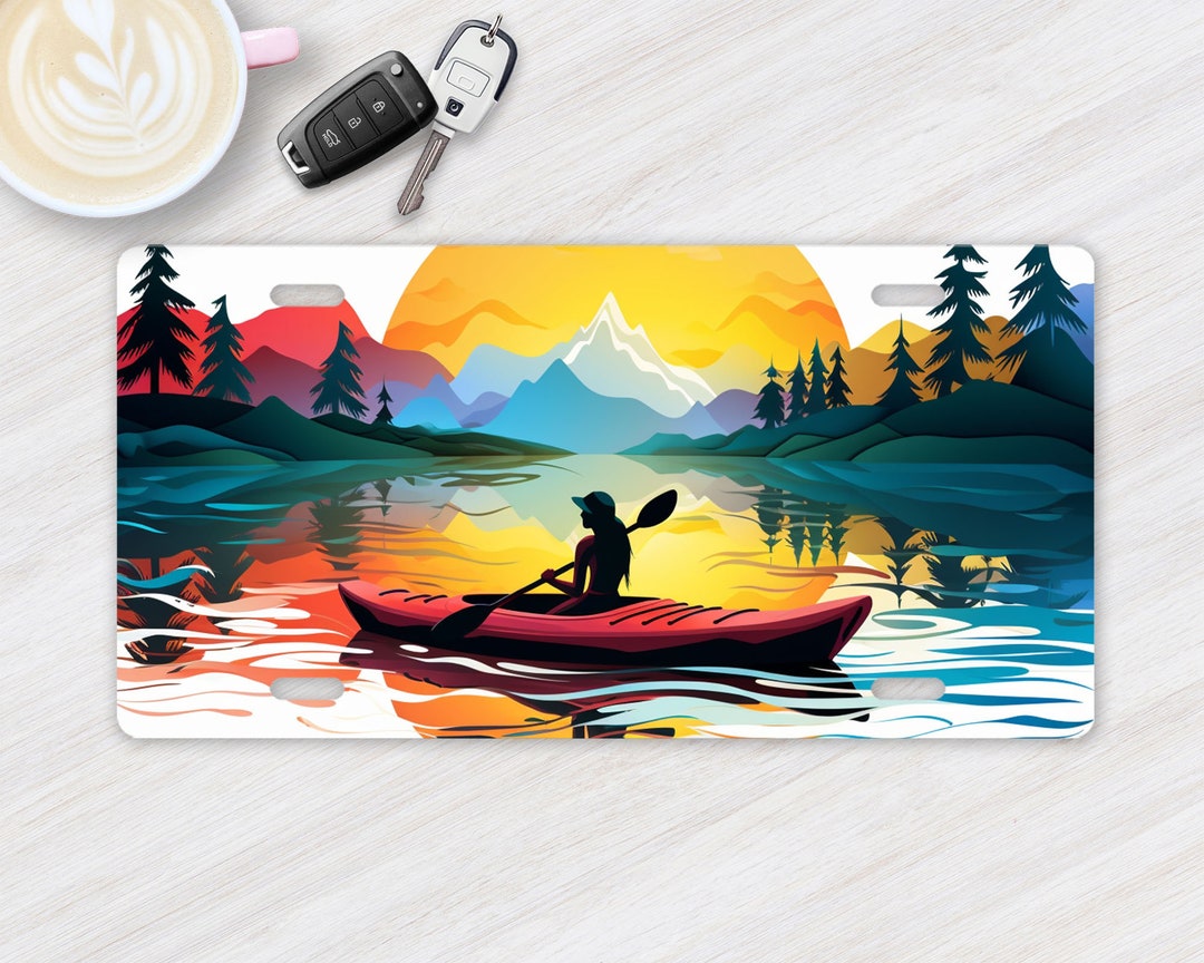 Vanity Front License Plate, Colorful Kayak Aluminum License Plate Car ...