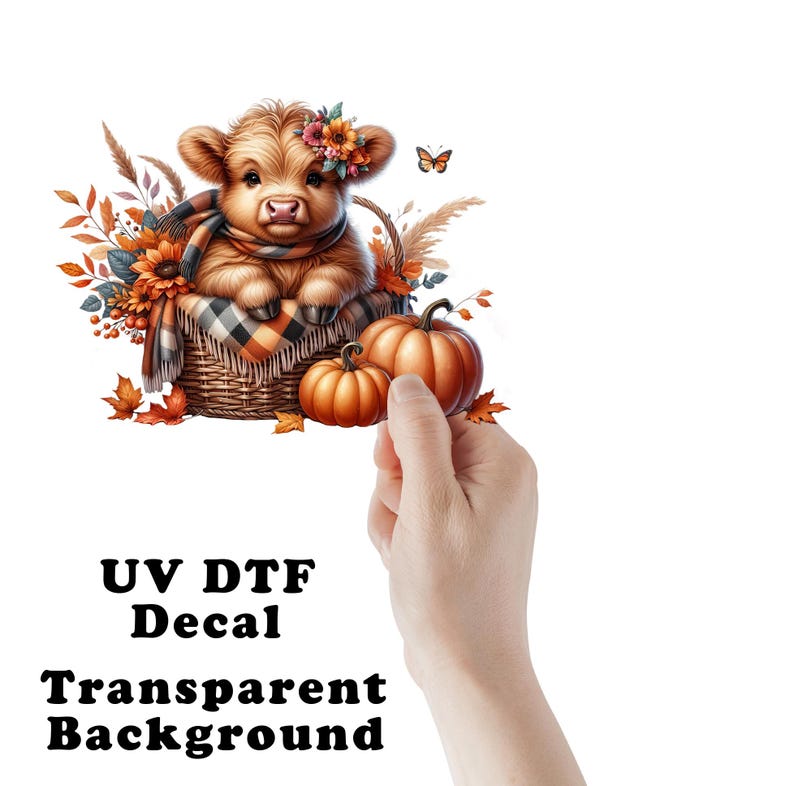 Fall Highland Cow Clear Sticker / Decal UV DTF Sticker Transparent ...