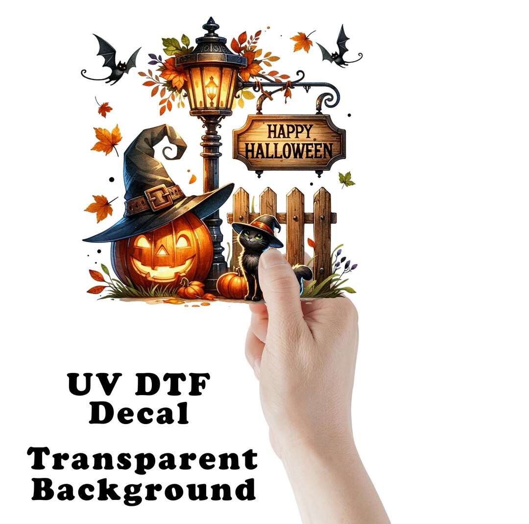 Happy Halloween Light Post Sticker / Decal UV DTF Sticker Transparent ...