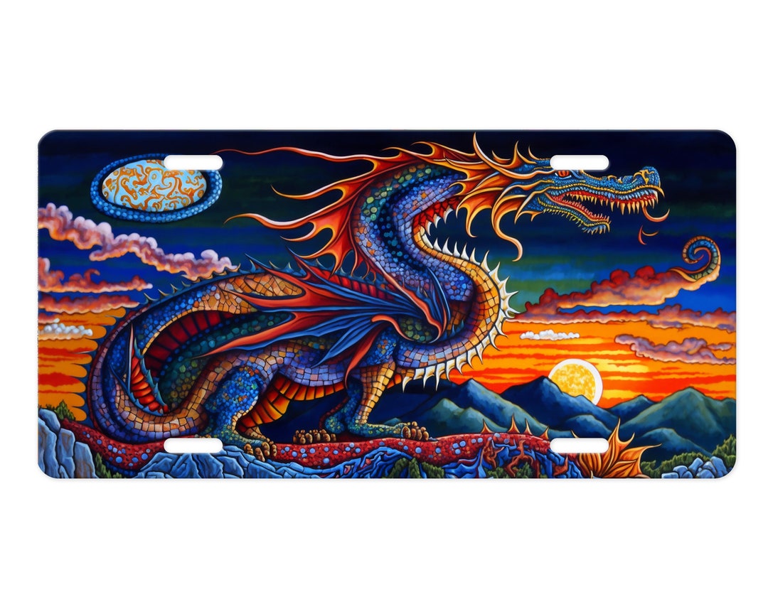 Blue Dragon Vanity Decorative Front License Plate - Cute Car License ...