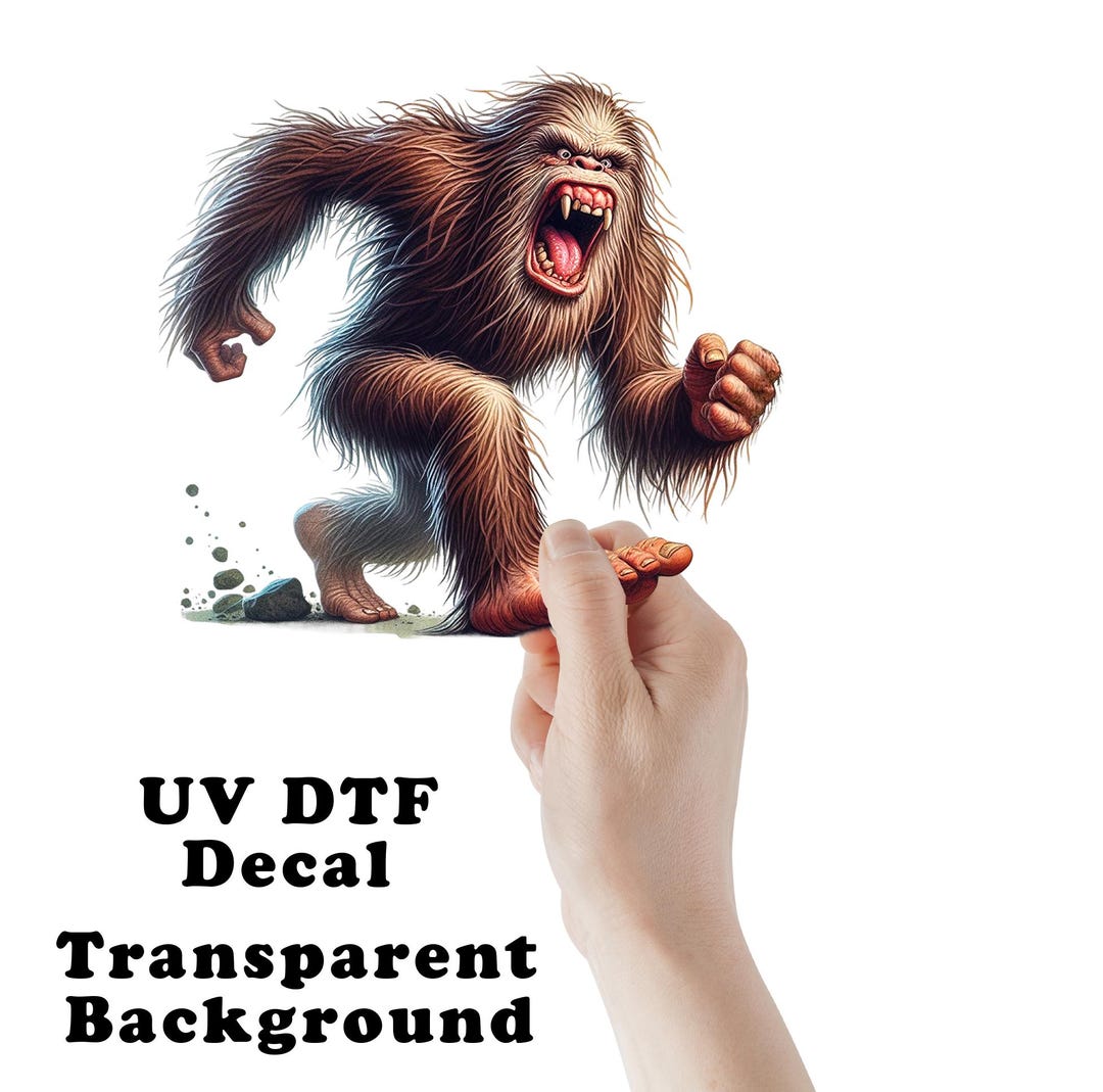 Growling Bigfoot Clear Sticker / Decal UV DTF Sticker Transparent ...