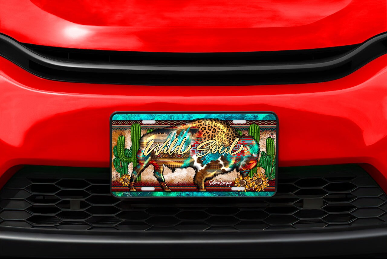 Wild Soul Bison Western Aluminum Vanity License Plate Car Accessory ...