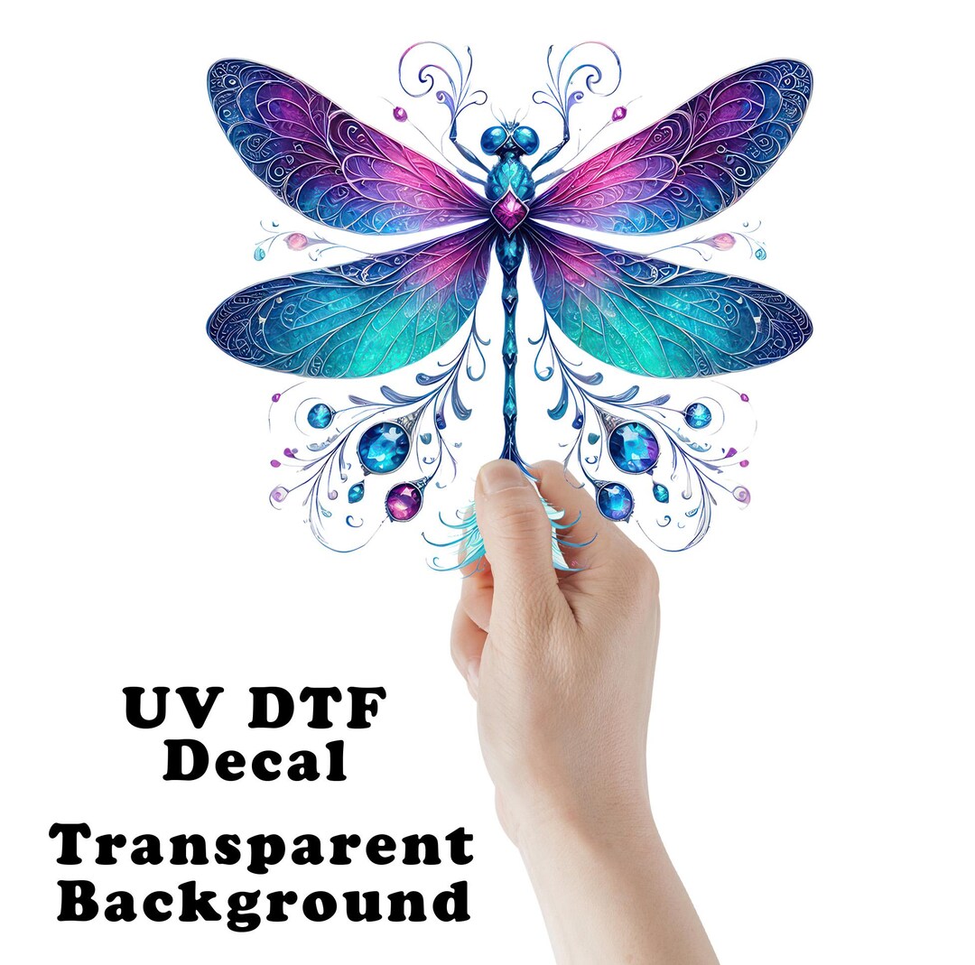 Jeweled Dragonfly Clear Sticker / Decal UV DTF Sticker Transparent ...