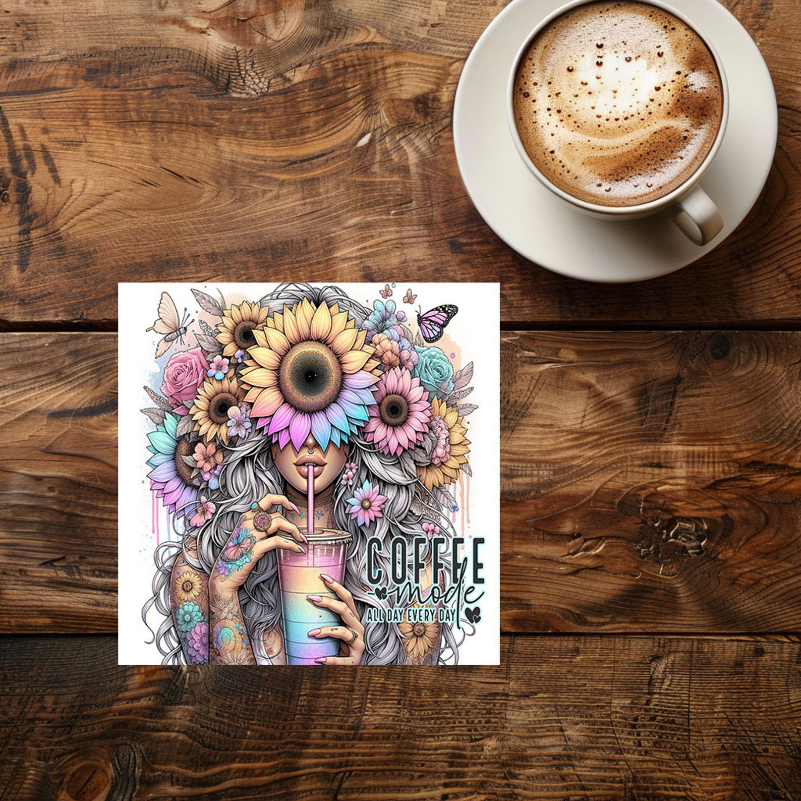 Coffee Mode Hanging Wall Sign Wood Home Decor, Door Hanger, Wreath Sign ...