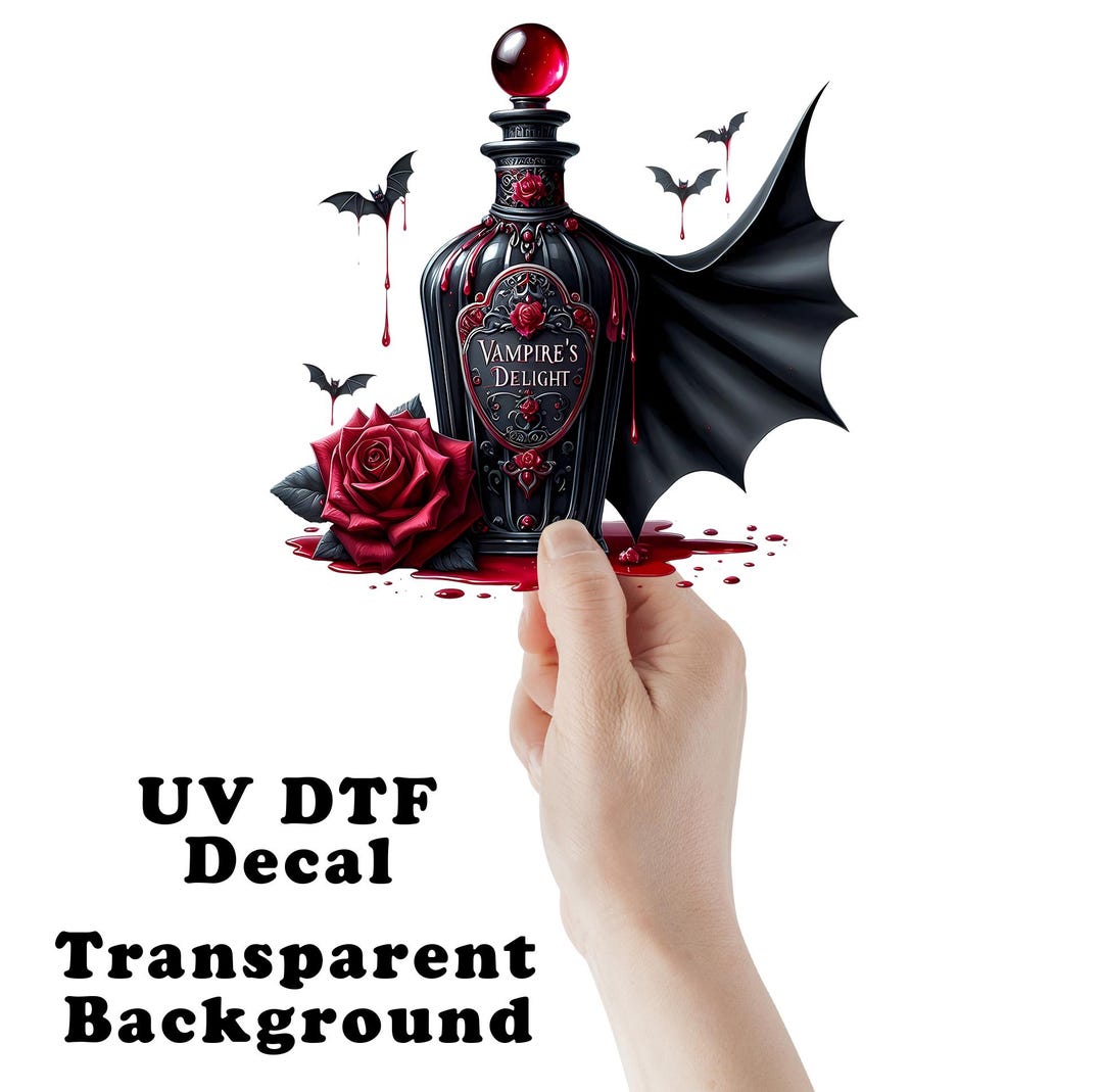 Red Rose Vampire's Delight Potion Bottle Halloween Clear Sticker ...