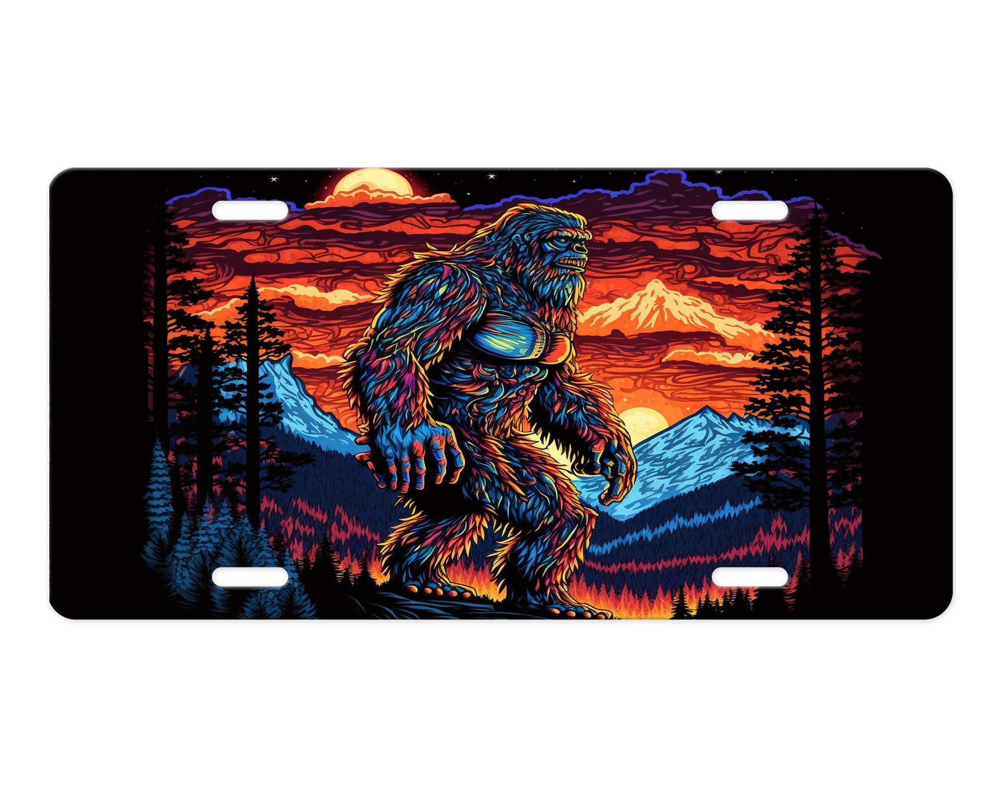 Colorful Neon Bigfoot Aluminum Vanity License Plate Car Accessory ...