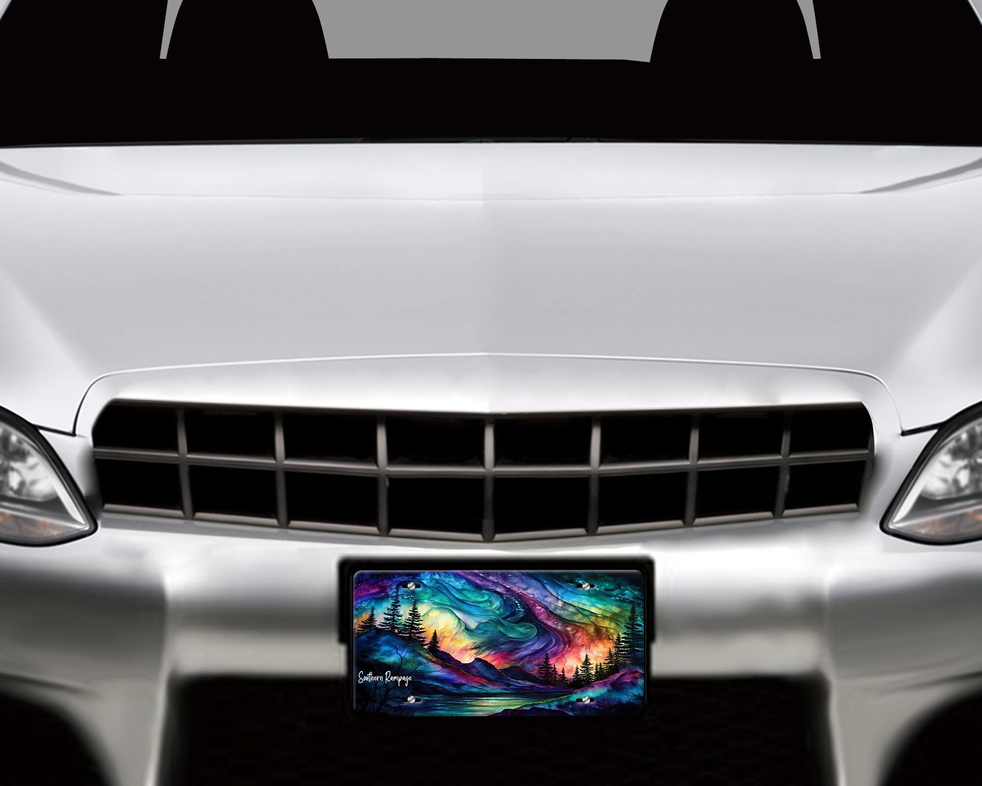 Alcohol Ink Northern Lights Aluminum Vanity License Plate Car Accessory ...