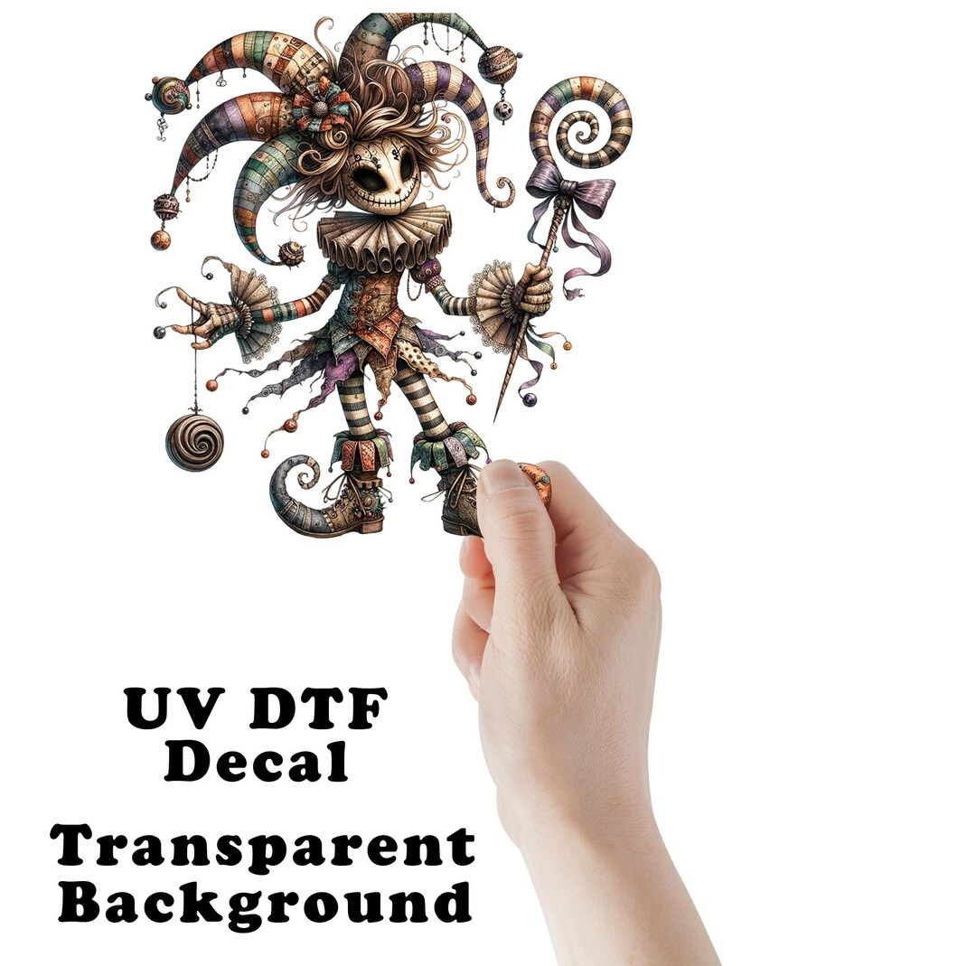 Creepy Joker Clear Sticker / Decal UV DTF Sticker Transparent Choose ...