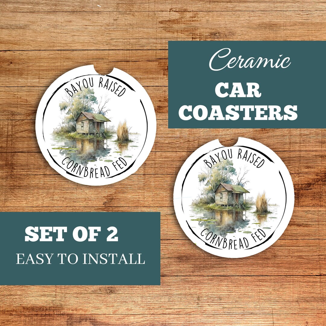 Set of 2 Bayou Raised, Cornbread Fed Sandstone Car Coasters - Etsy
