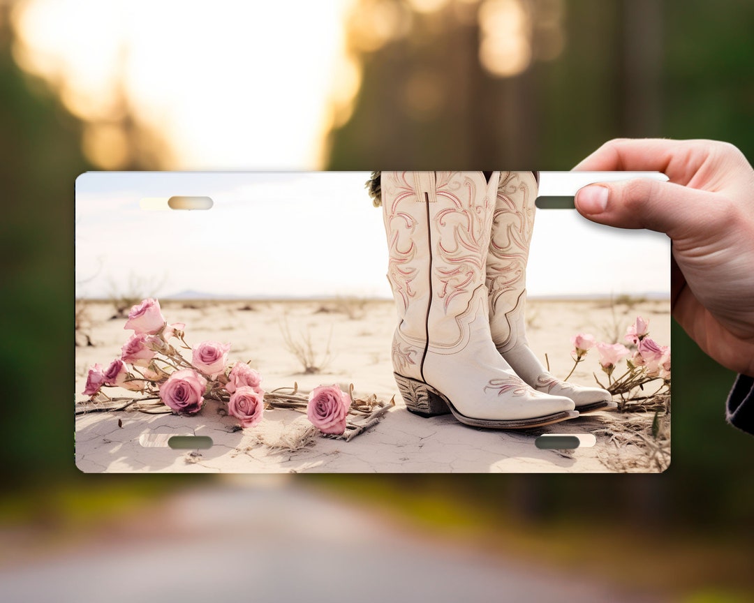 Cowgirl Boots and Roses Aluminum Vanity License Plate - Etsy