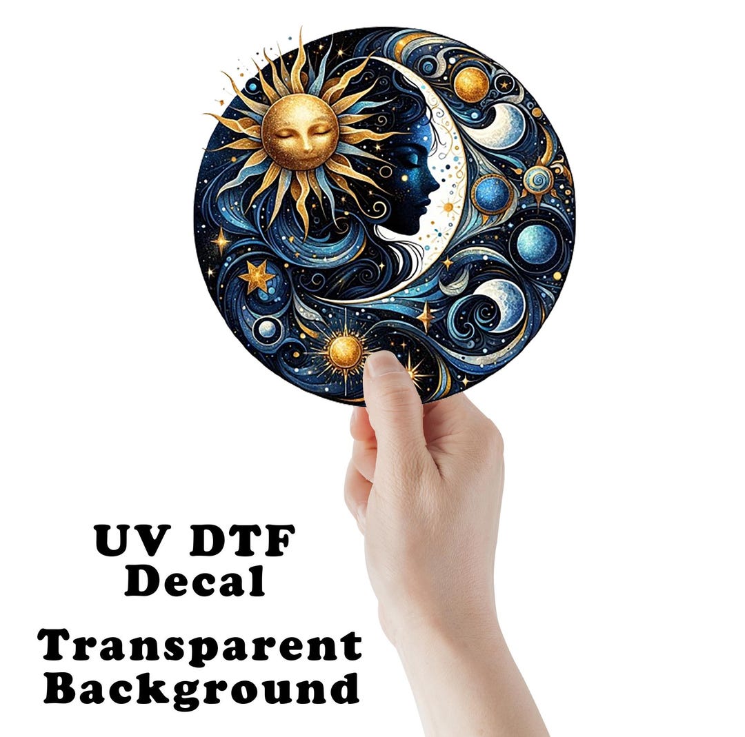 Face in the Moon Clear Sticker / Decal UV DTF Sticker Transparent ...