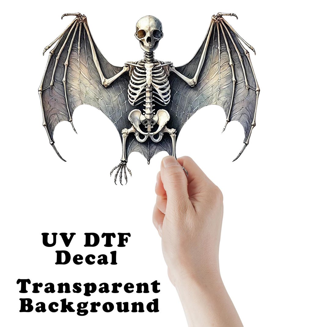Bat Skeleton Clear Sticker / Decal UV DTF Sticker Transparent Choose ...