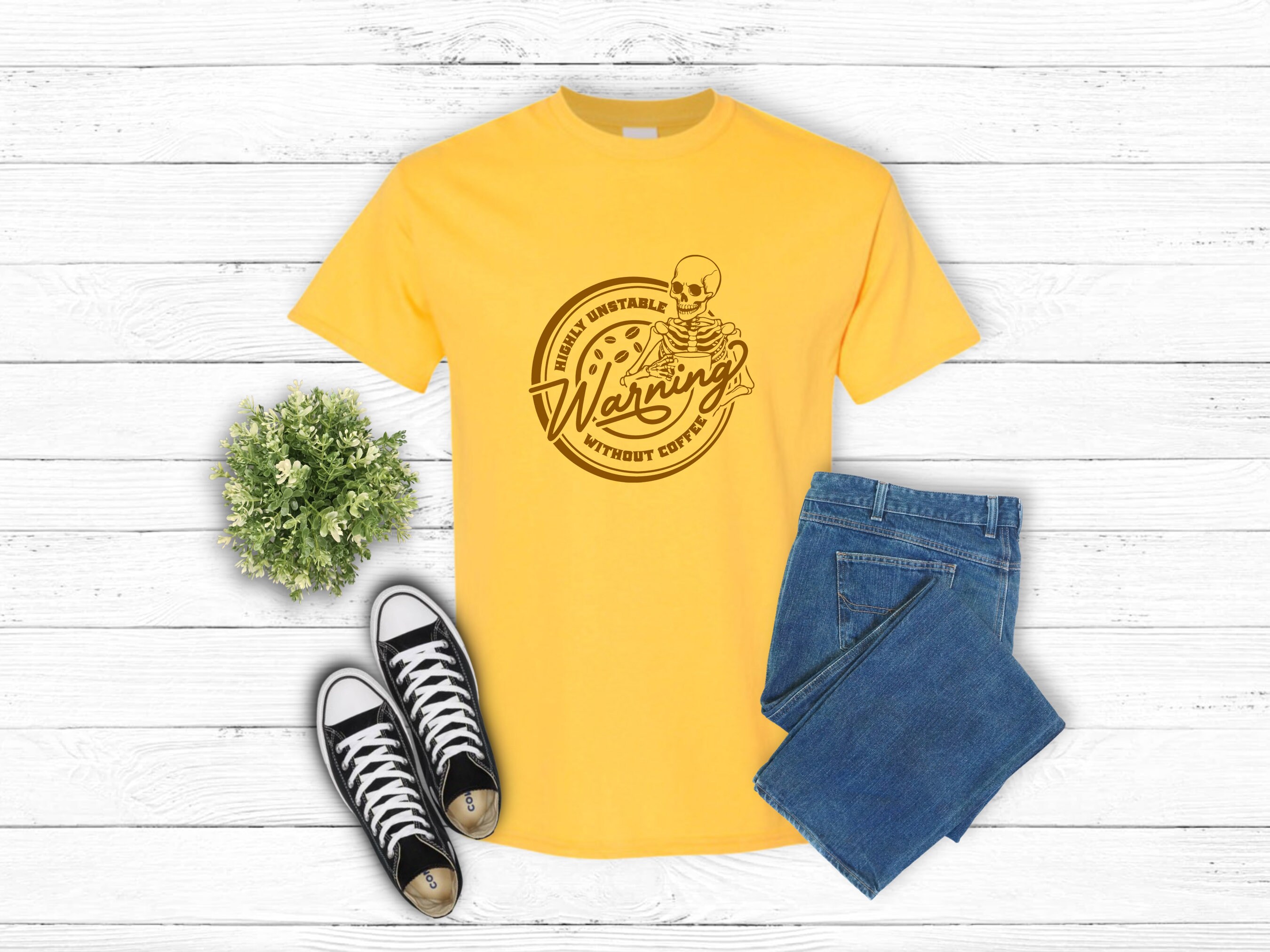 Warning Highly Unstable Without Coffee T Shirt, Tshirt, Graphic T's ...