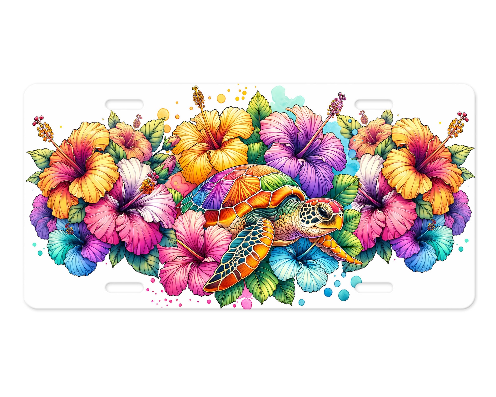 New Release Vanity Front License Plate, Tropical Flowers and Sea ...