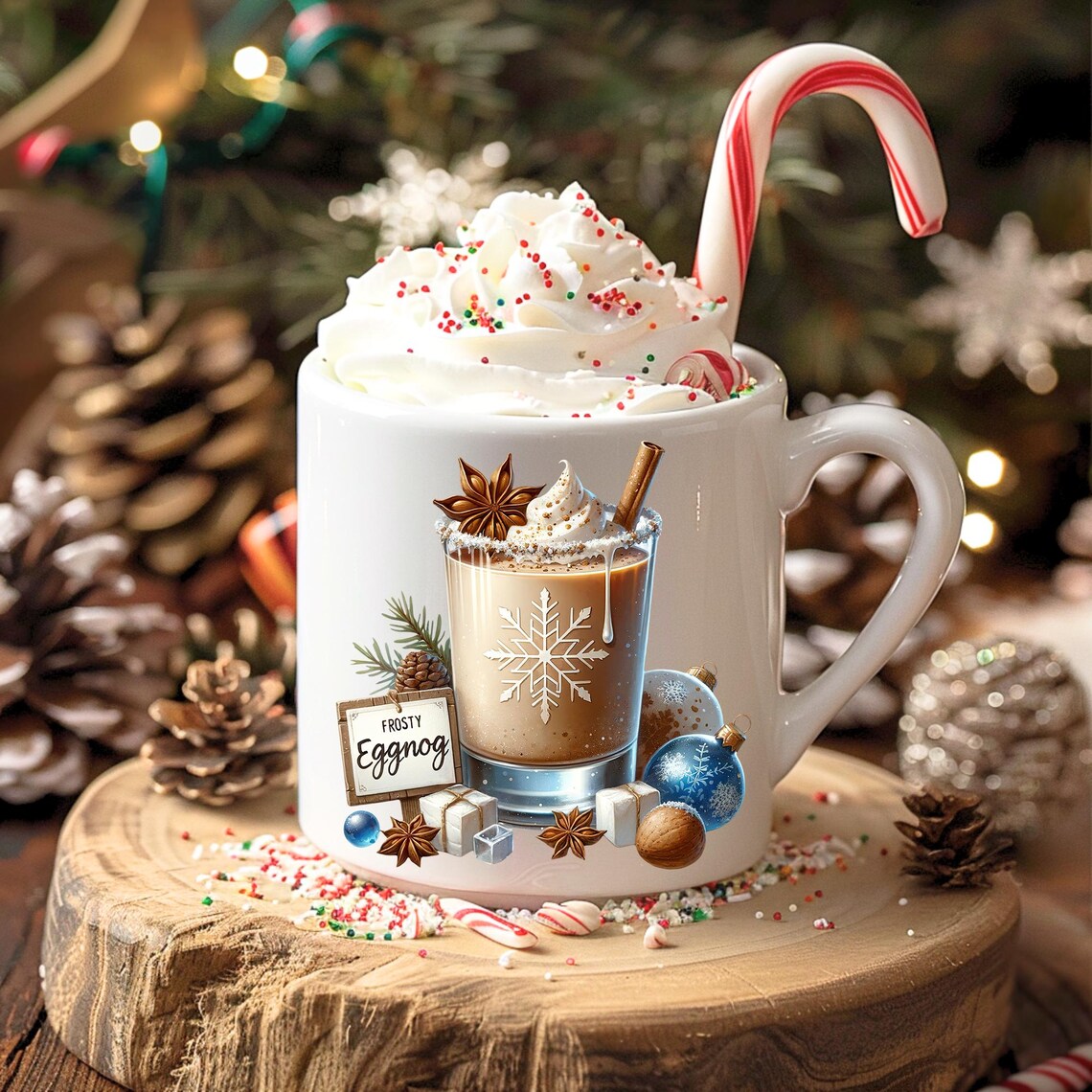 Christmas Frosty Eggnog Clear Sticker / Decal UV DTF Sticker ...