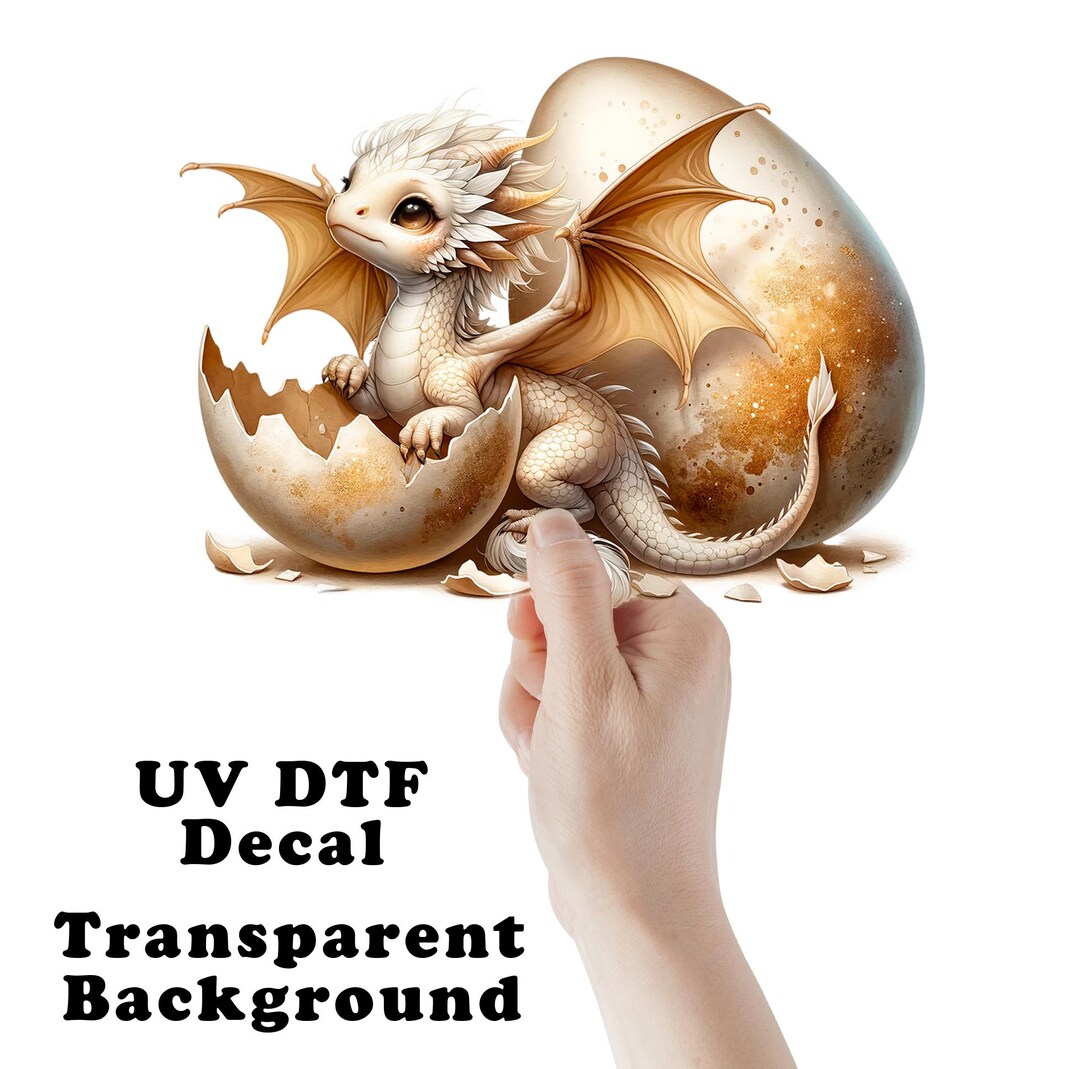 Gold Dragon and Egg Clear Sticker / Decal UV DTF Sticker Transparent ...