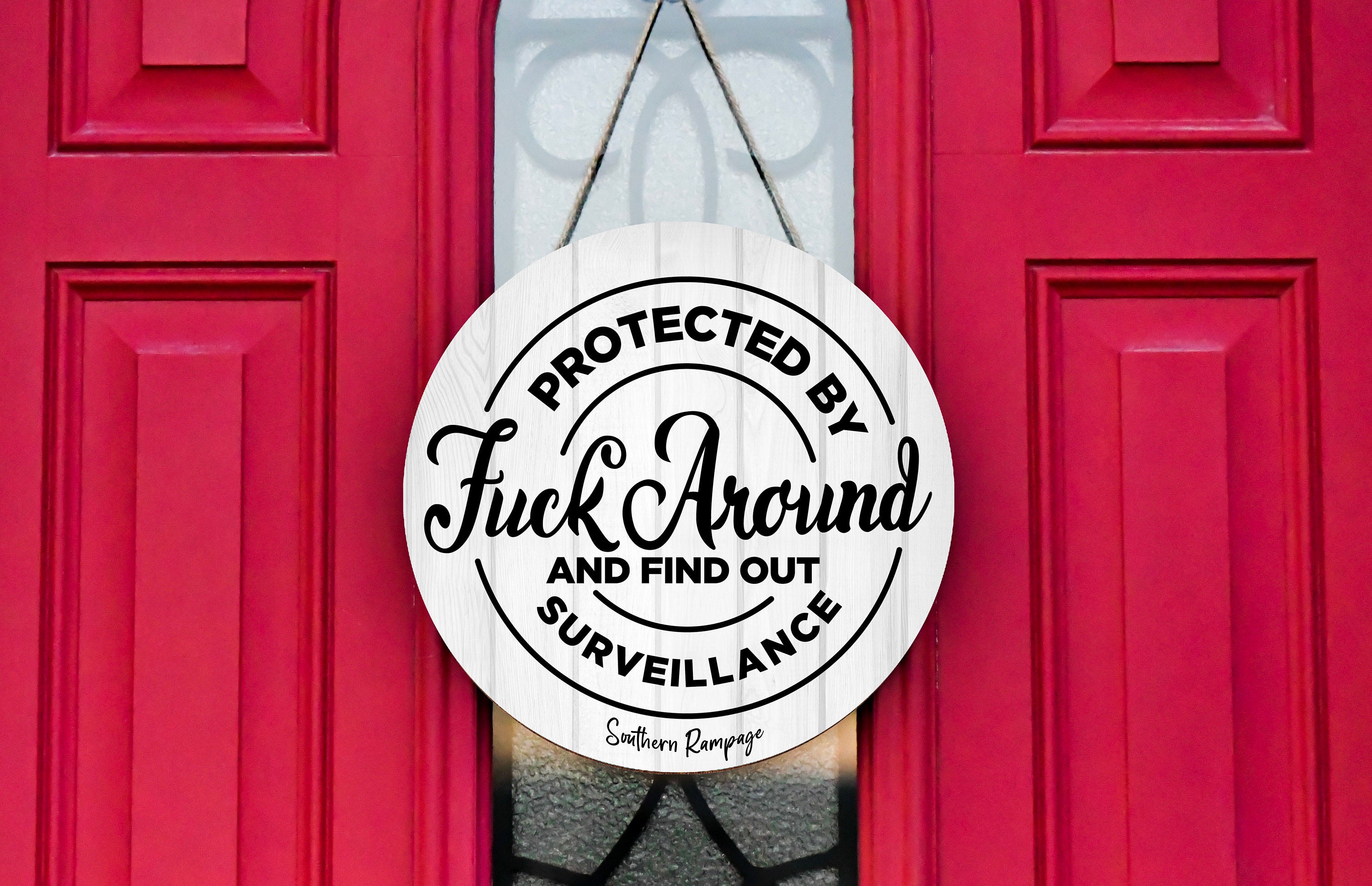 Protected by FAFO Surveillance Round Hanging Wall Sign Wood - Etsy