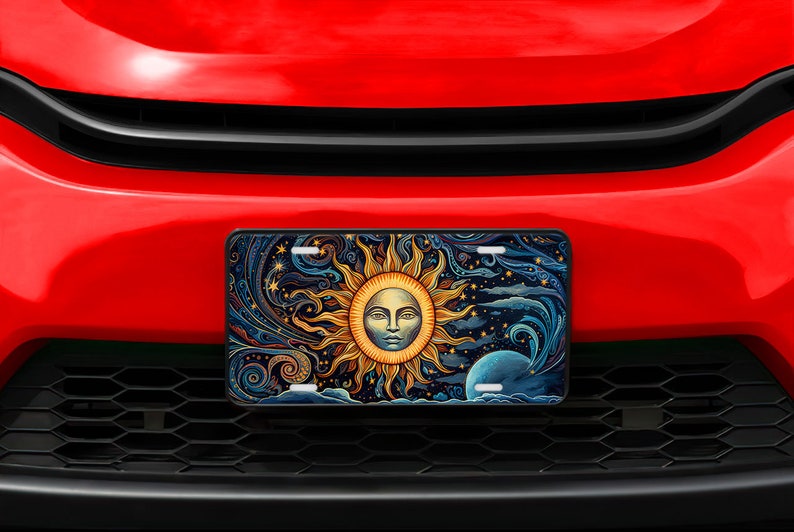 New Release Vanity Front License Plate, Celestial Sun Aluminum Vanity ...