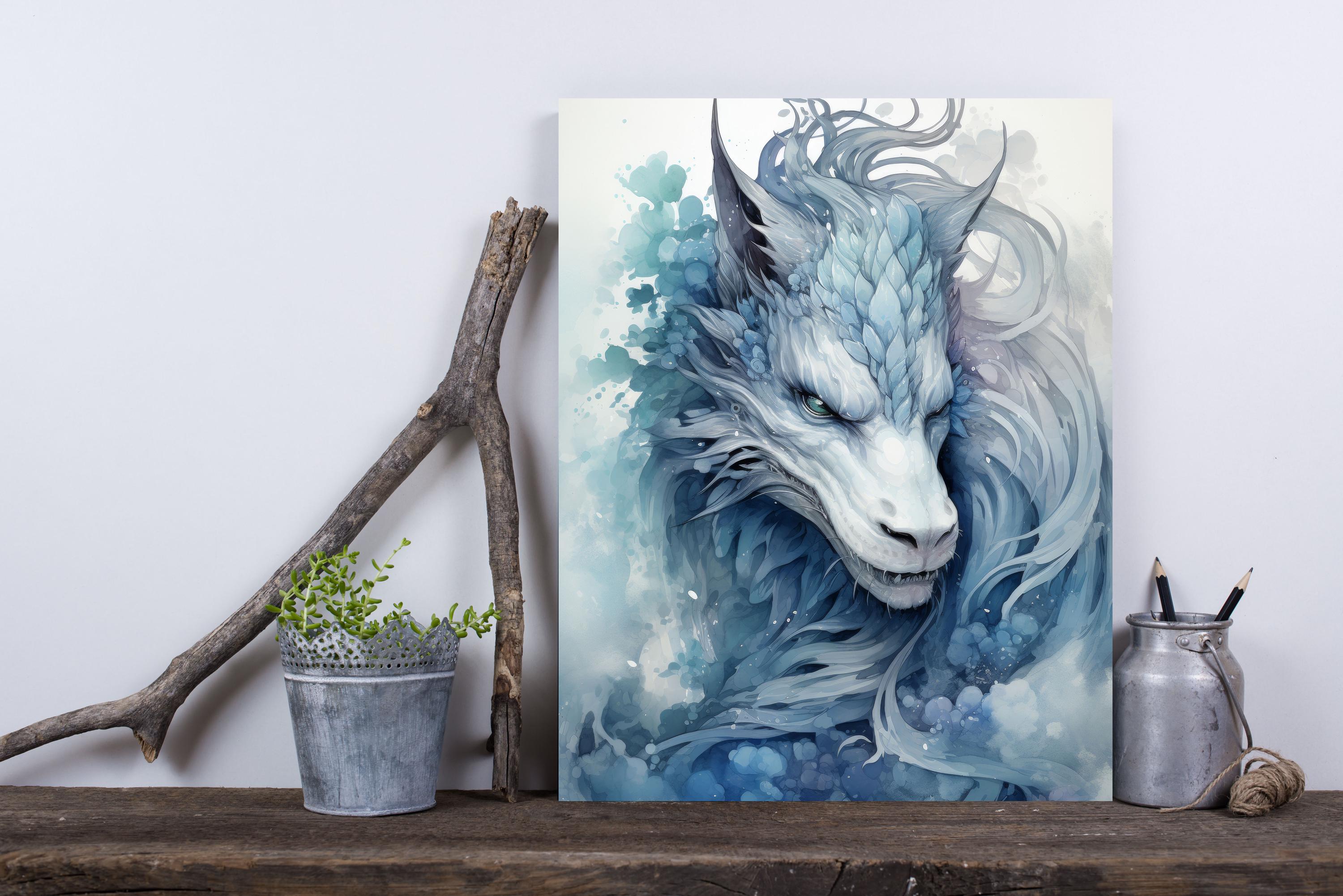 11x14 Blue Dragon Wall Art Canvas Print - Etsy