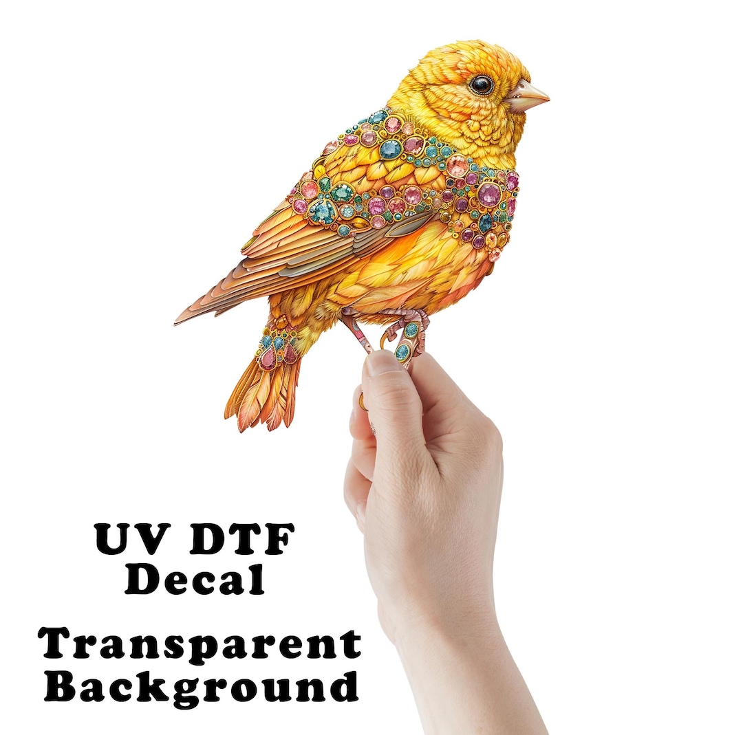 Bright Yellow Jewel Bird Clear Sticker / Decal UV DTF Sticker ...