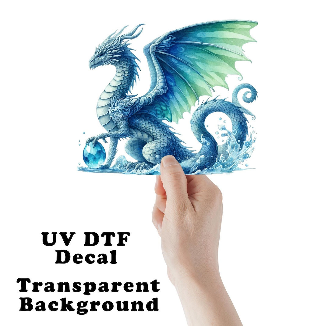Water Dragon Clear Sticker / Decal UV DTF Sticker Transparent Choose ...