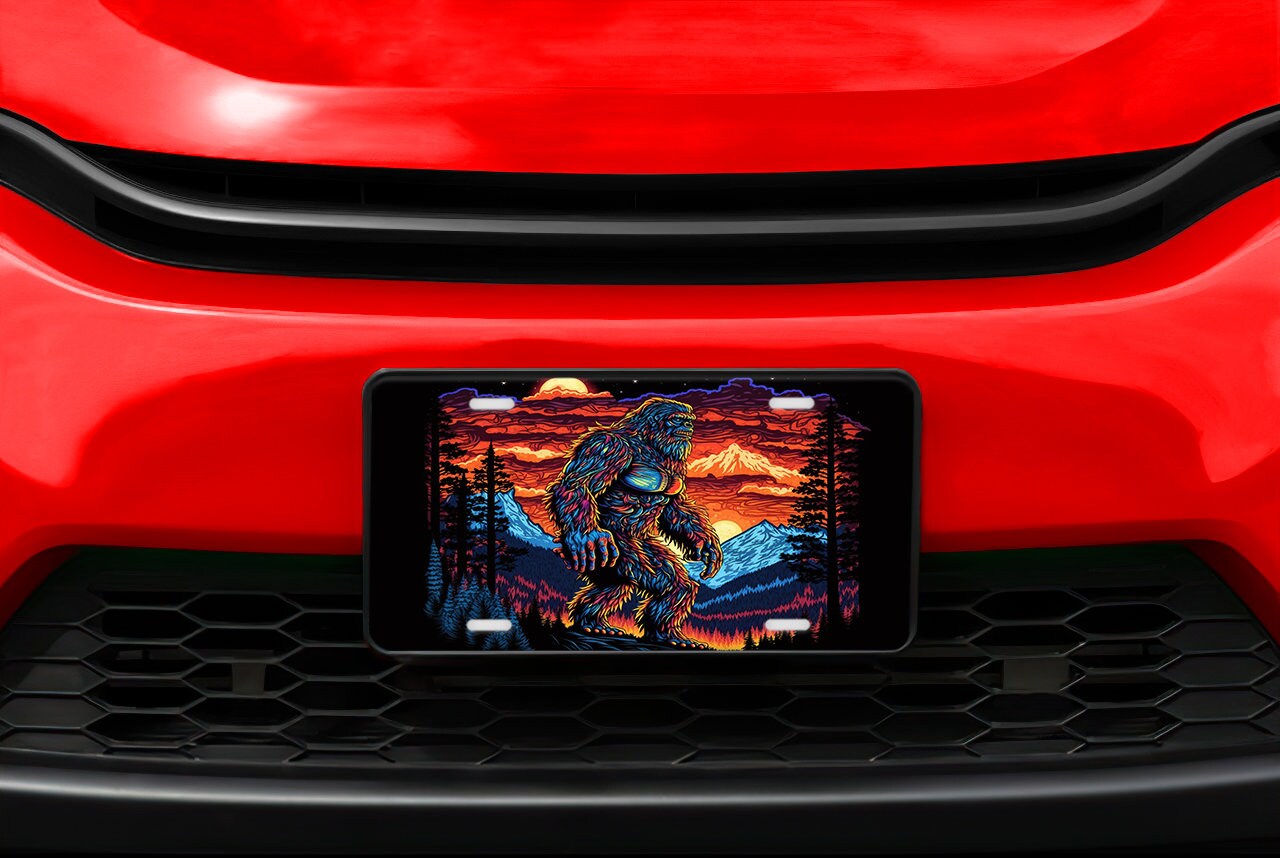 Colorful Neon Bigfoot Aluminum Vanity License Plate Car Accessory ...