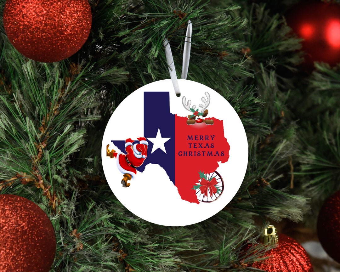 Christmas Ornament, Texas Flag Texas Merry Christmas Ceramic Christmas ...