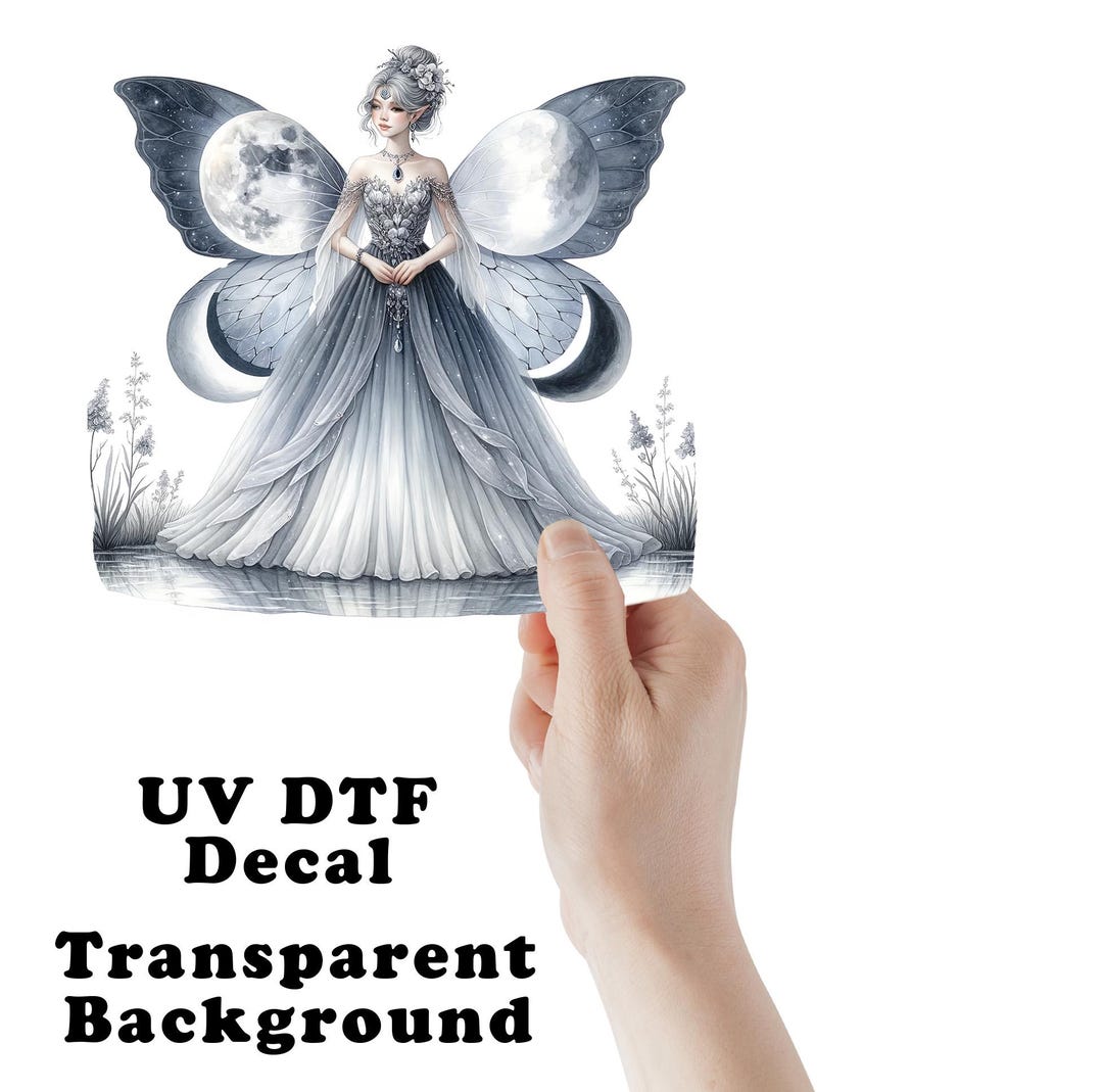 Moon Wings Fairy Clear Sticker / Decal UV DTF Sticker Transparent ...