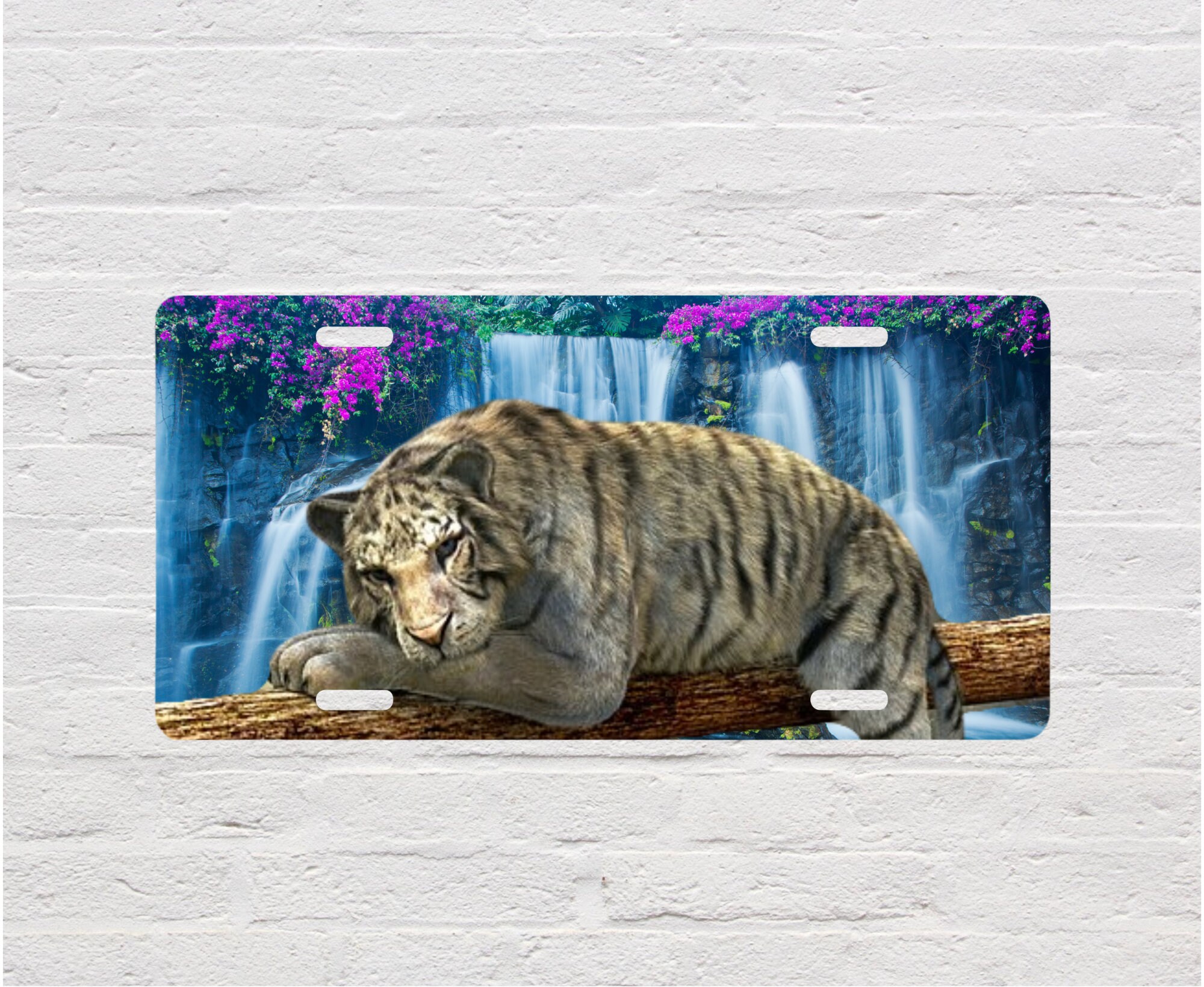Tiger Waterfall Vanity Decorative Front License Plate Cute Car License ...