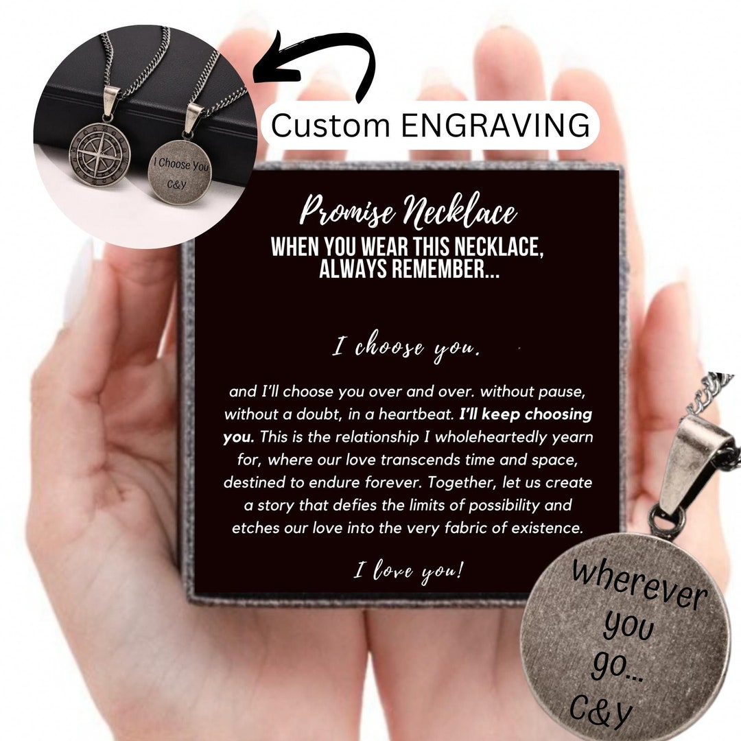 Custom Compass Promise Necklace Gift for Him, Anniversary Christmas ...