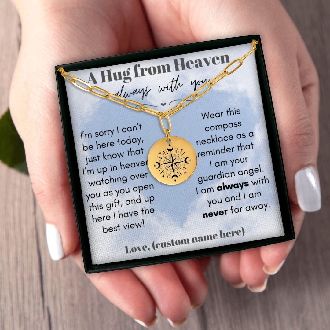 A Gift From Heaven Custom Engraved Paperclip Coin Compass Necklace ...