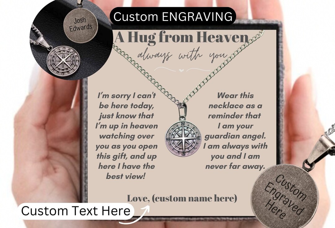 A Letter From Heaven Compass Necklace Gift for Her/him Custom Engraved ...