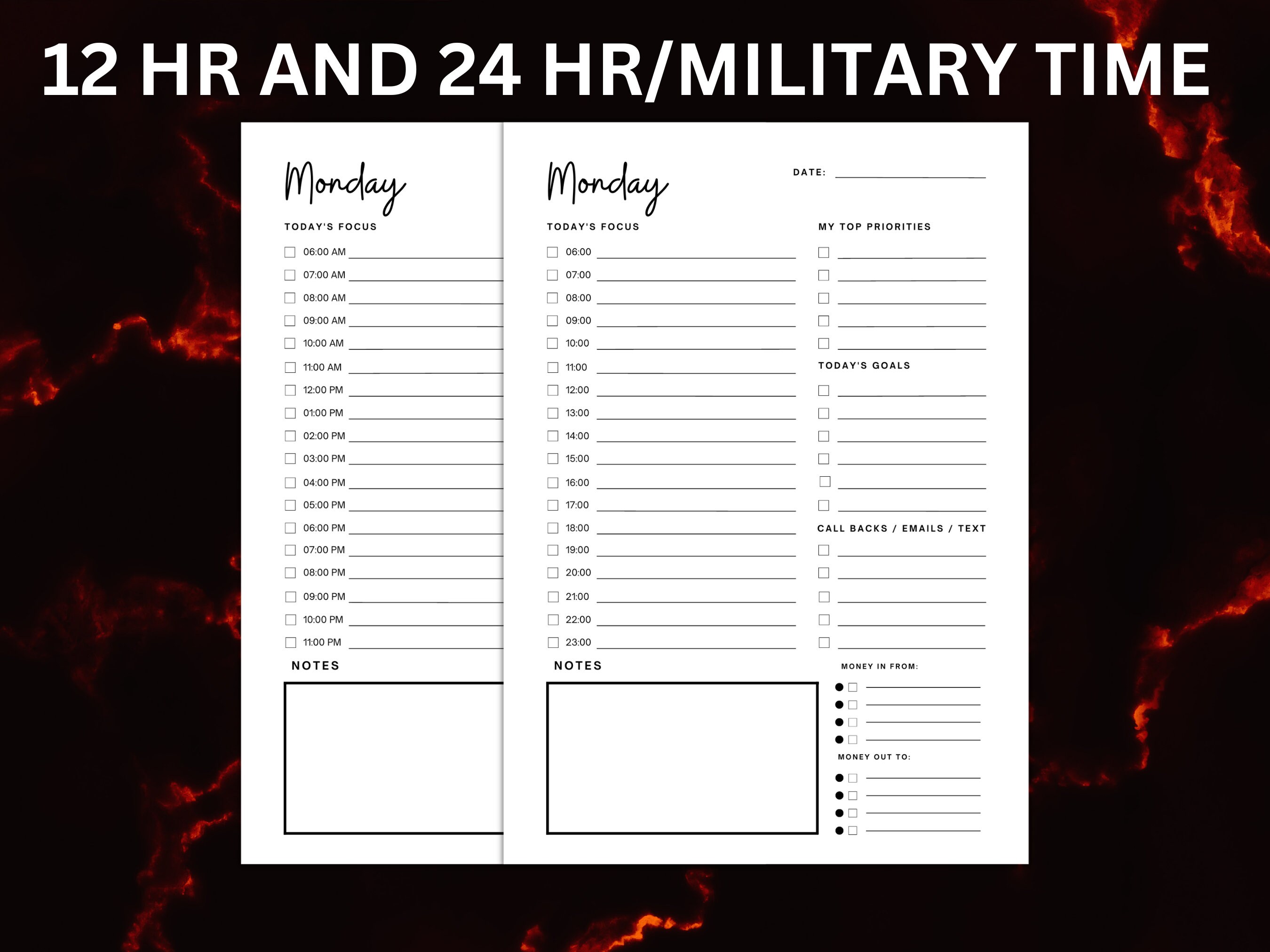 Printable Daily Planner, Planner Inserts, Hourly Planner, Printable ...