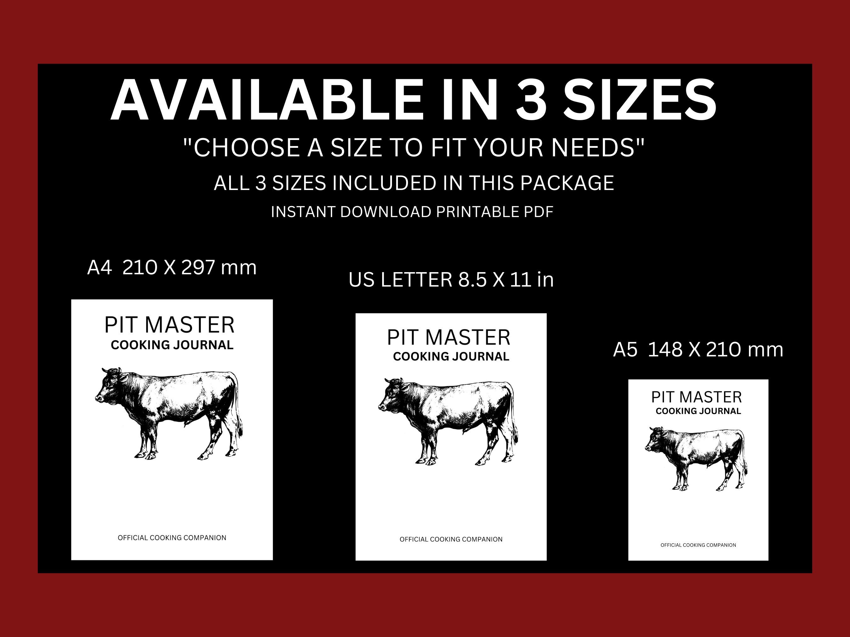 Pit Master Cooking Journal | Printable Pit Master Log | BBQ Gifts | BBQ ...