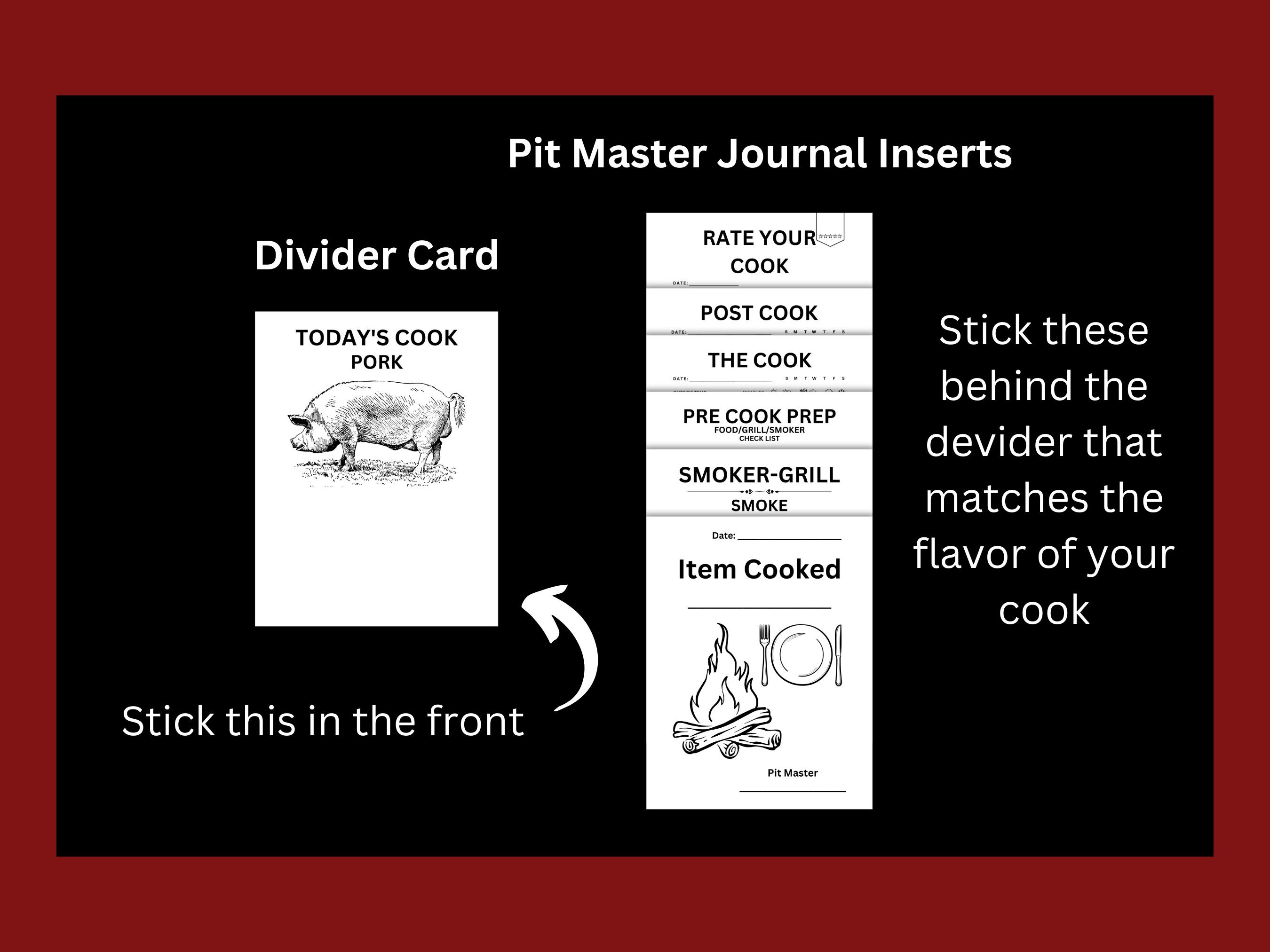 Pit Master Cooking Journal | Printable Pit Master Log | BBQ Gifts | BBQ ...