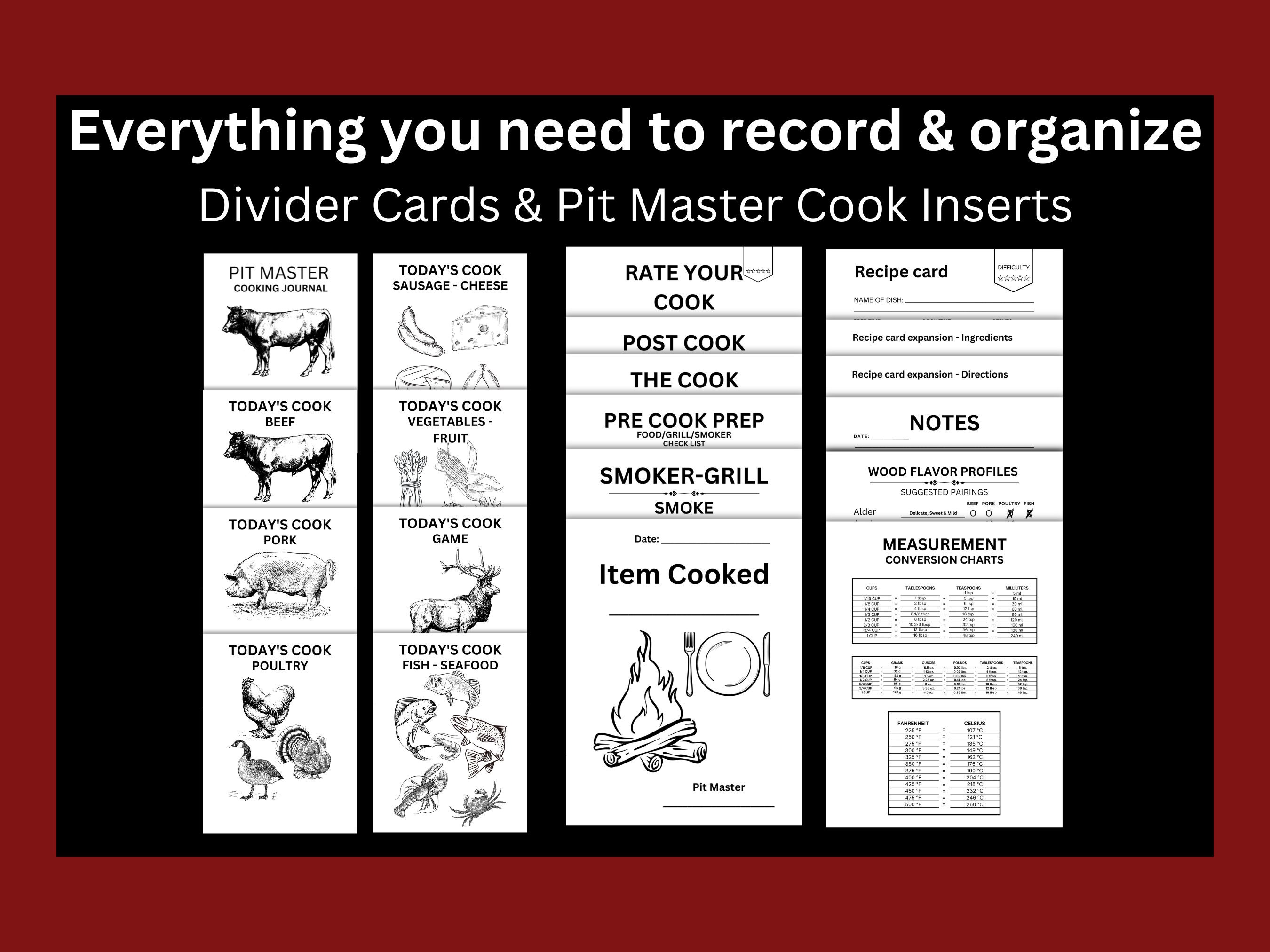 Pit Master Cooking Journal | Printable Pit Master Log | BBQ Gifts | BBQ ...