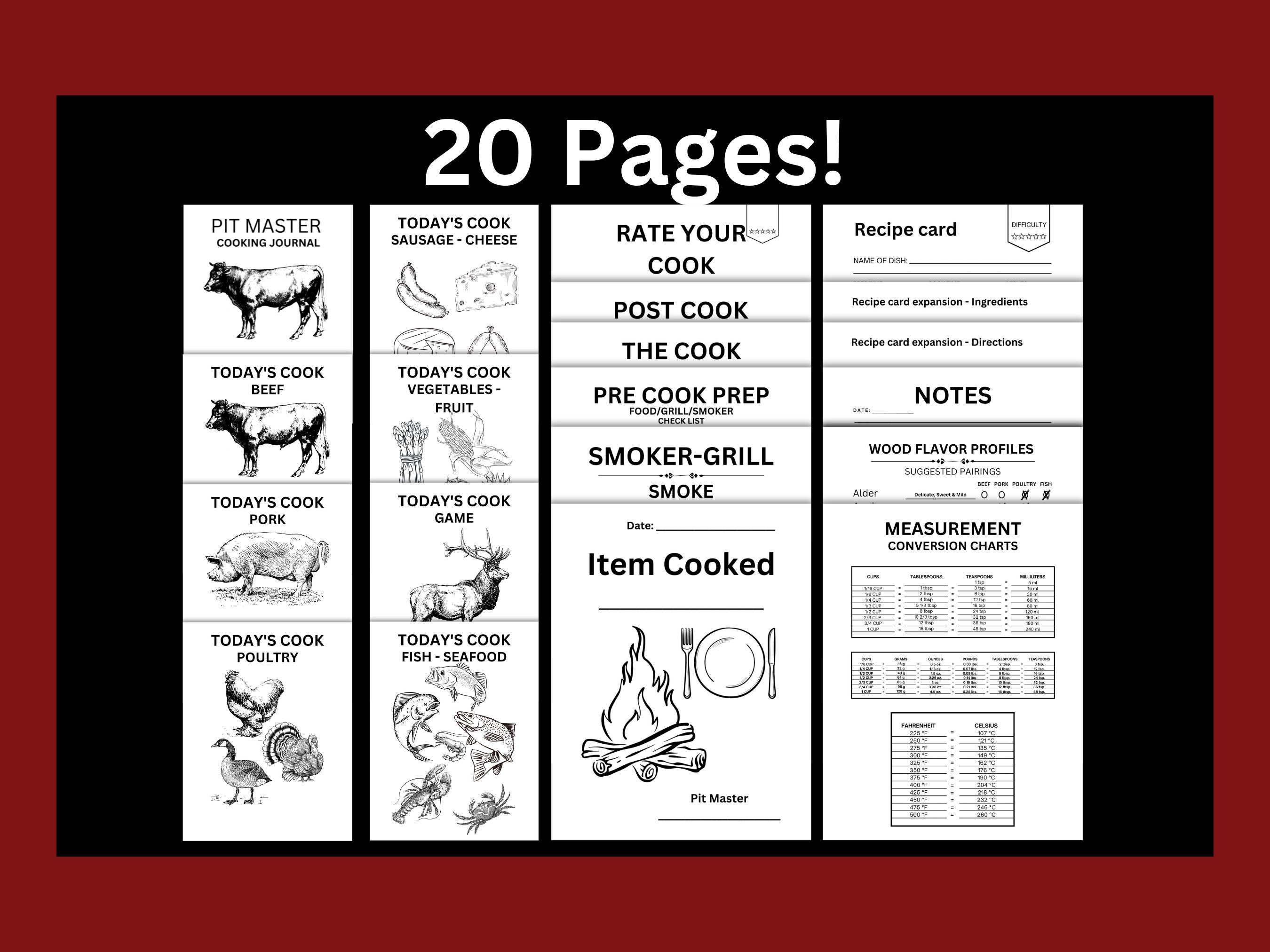 Pit Master Cooking Journal | Printable Pit Master Log | BBQ Gifts | BBQ ...