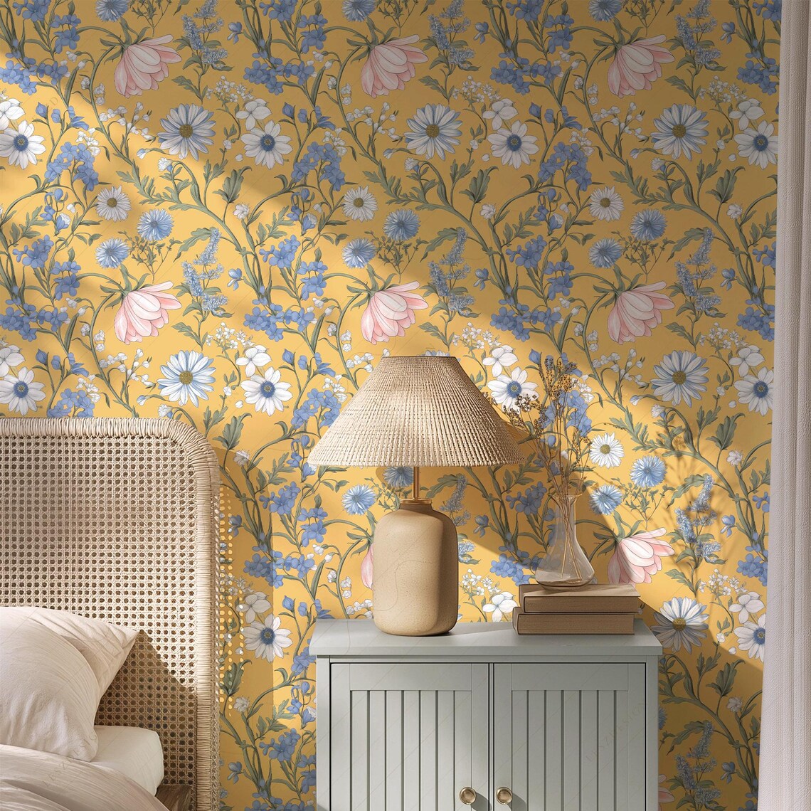 Yellow Floral Botanical Pattern: Romantic Garden Design (digital File ...